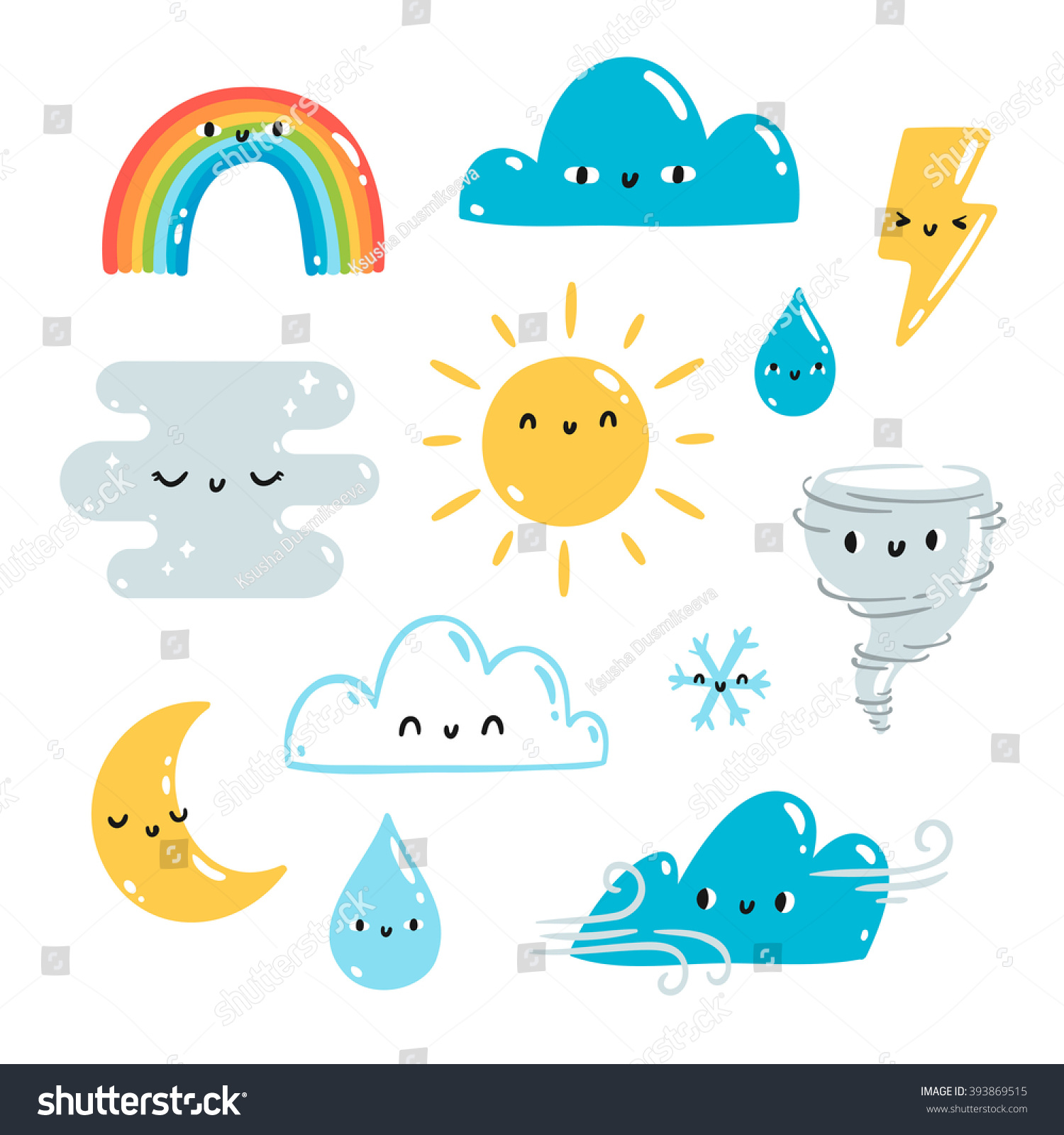 Weather Illustrations Cartoon Vector Set Stock Vector (Royalty Free ...