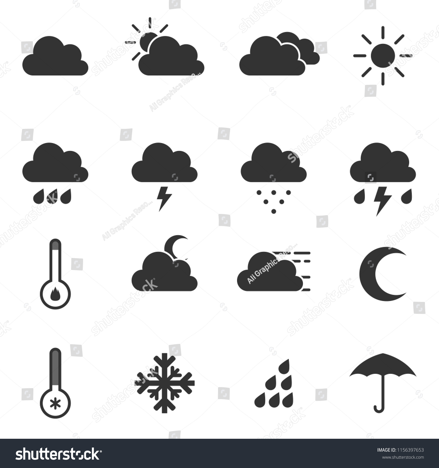 Weather Simple Icons Stock Vector (Royalty Free) 1156397653 | Shutterstock