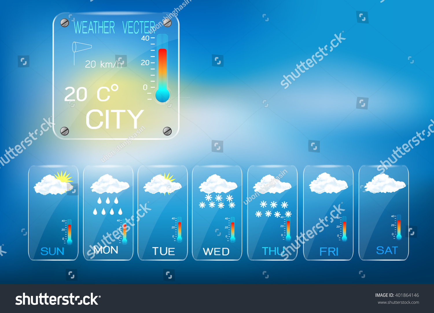 Weather Widget Template Sky Background Stock Vector (Royalty Free ...