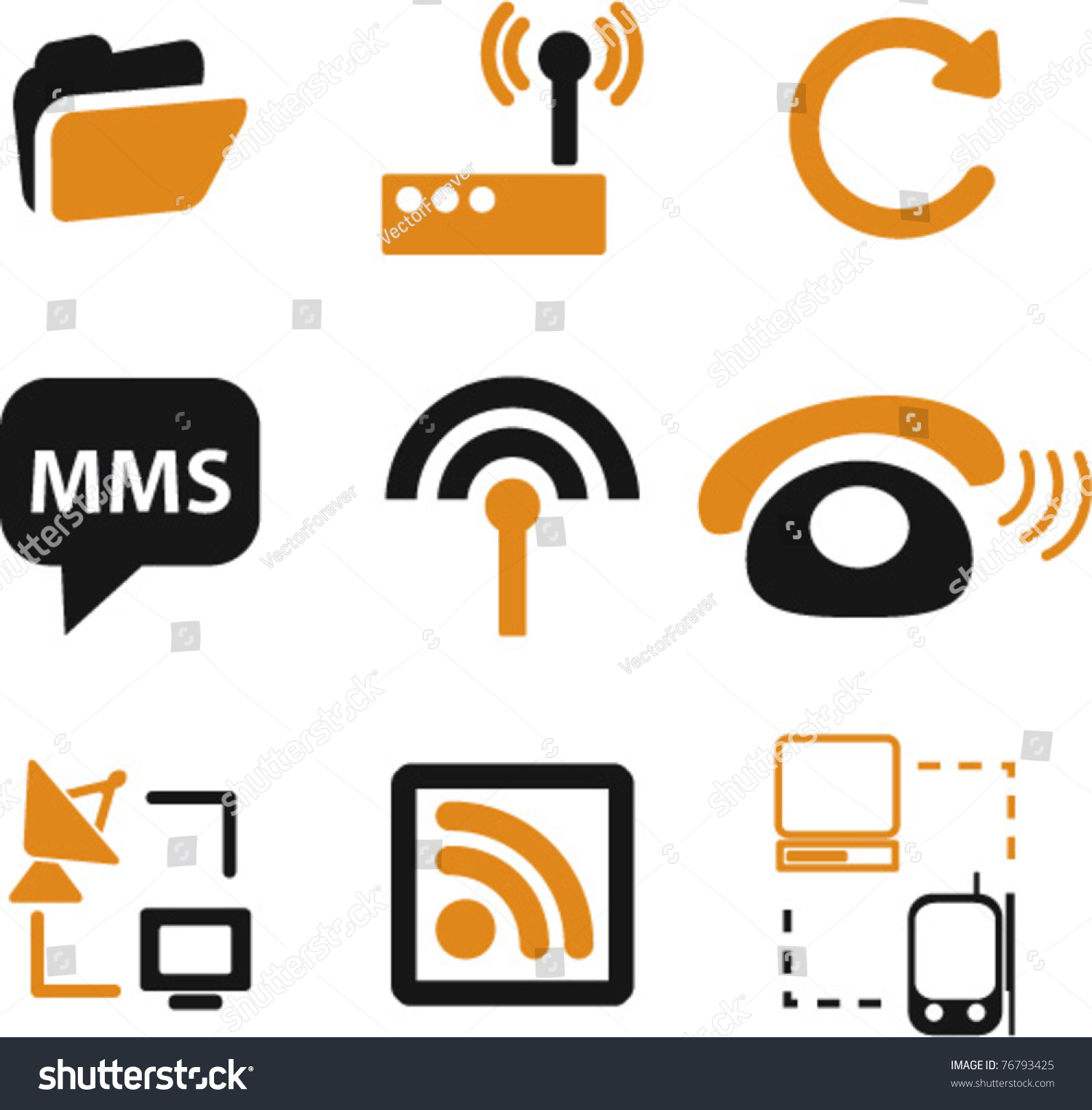 Web Communication Icons Signs Vector Illustrations Stock Vector ...