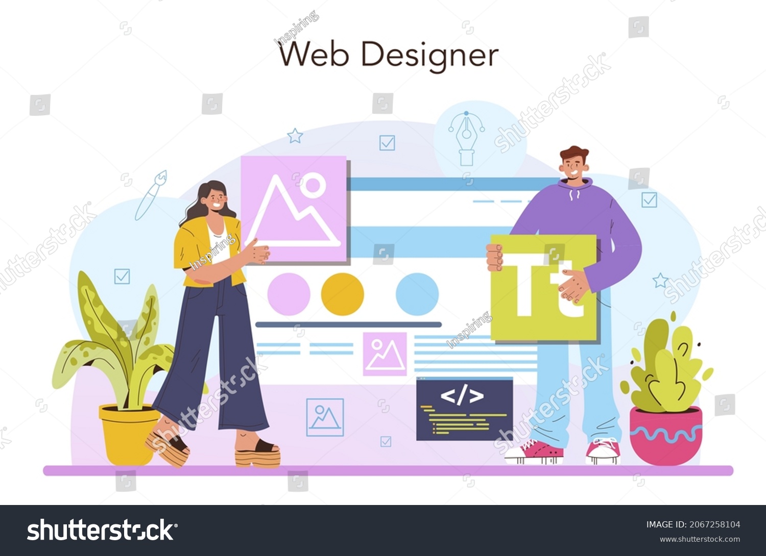 Web Designer Concept Interface Content Presentation Stock Vector ...