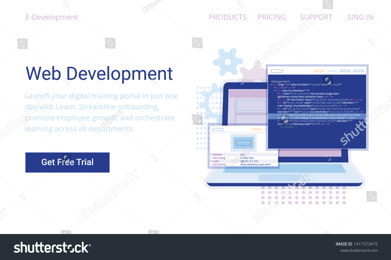 Web Development Concept Programming Coding Banner Stock Vector (Royalty ...