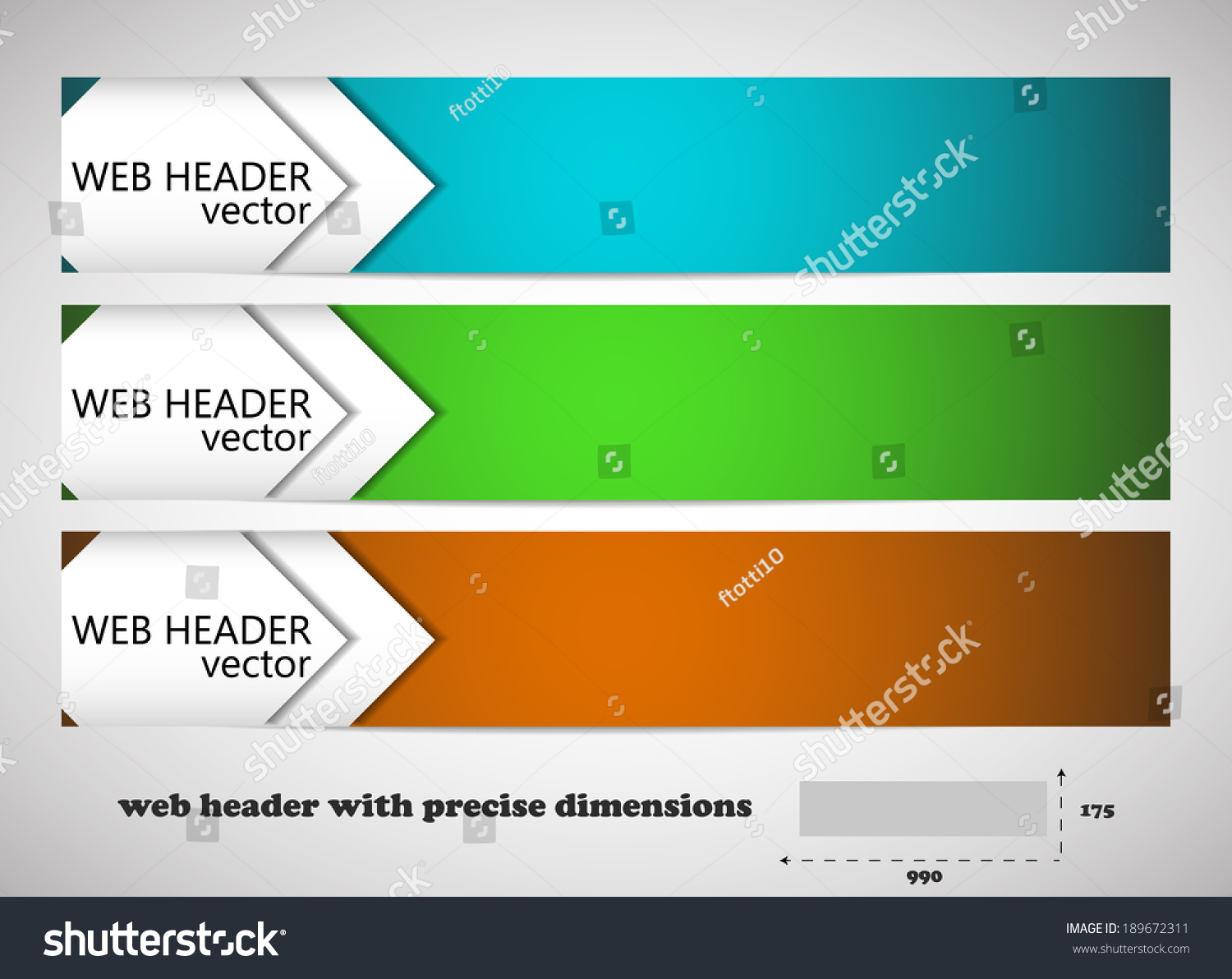 Web Header Precise Dimensions Set Vector Stock Vector (Royalty Free ...