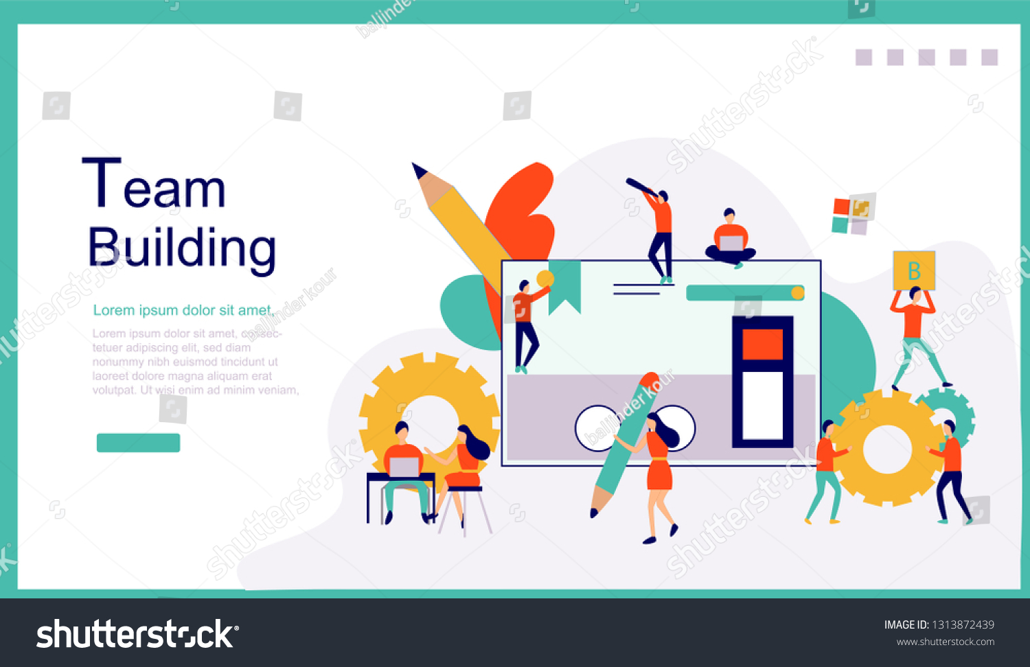 Web Page Design Template Team Work Stock Vector (Royalty Free ...
