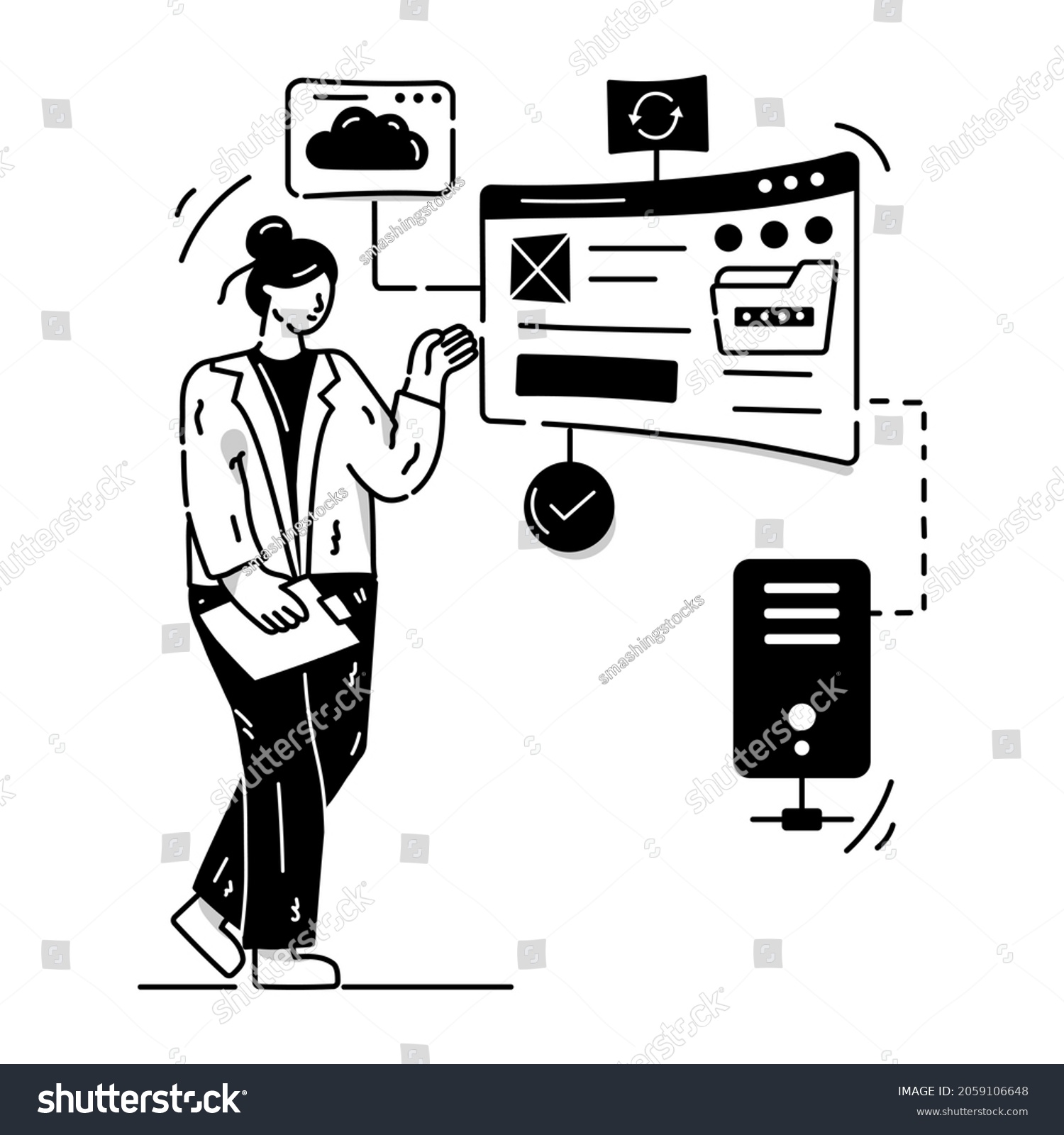 Web Server Hand Drawn Illustration Stock Vector (Royalty Free ...