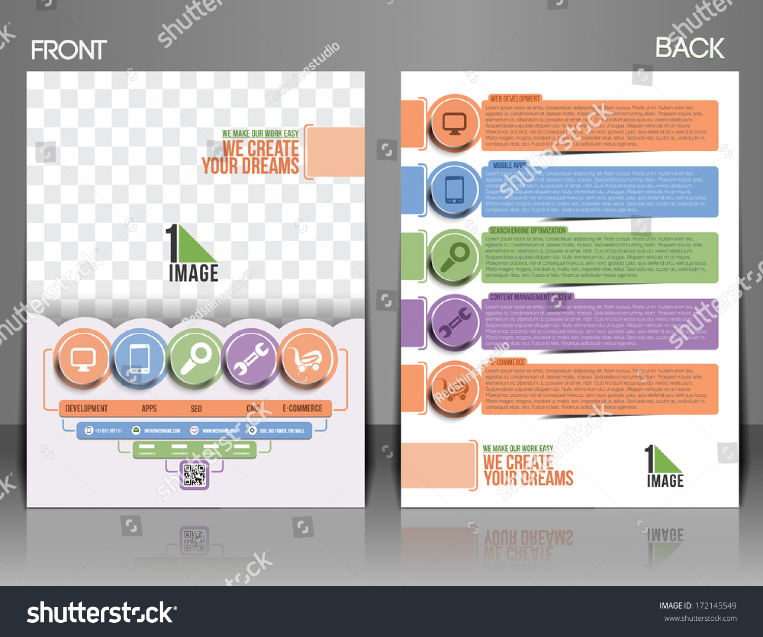 Web Service Front Back Flyer Template Stock Vector 172145549 - Shutterstock