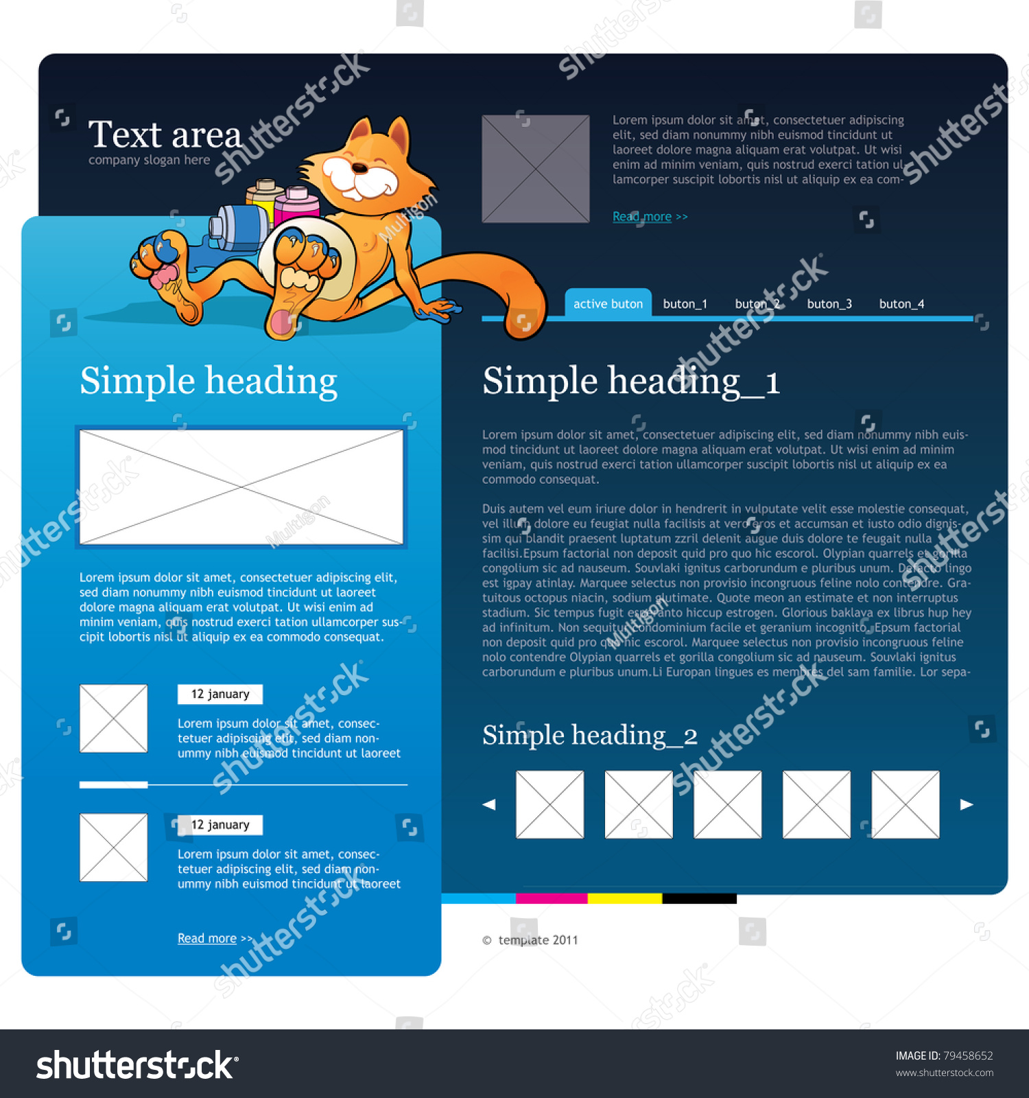 Web Template Cartoon Character Cmyk Concept Stock Vector (Royalty Free ...