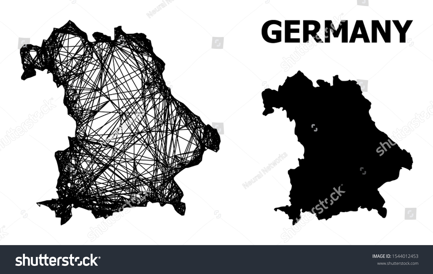 Web Vector Map Germany Linear Frame Stock Vector (Royalty Free) 1544012453