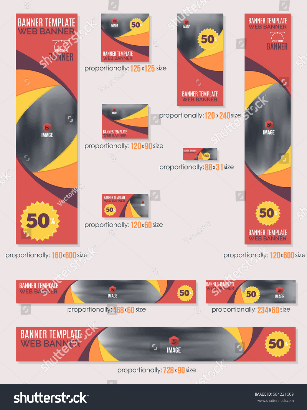 Website Banner Set Different Frames Background: vector de stock (libre ...
