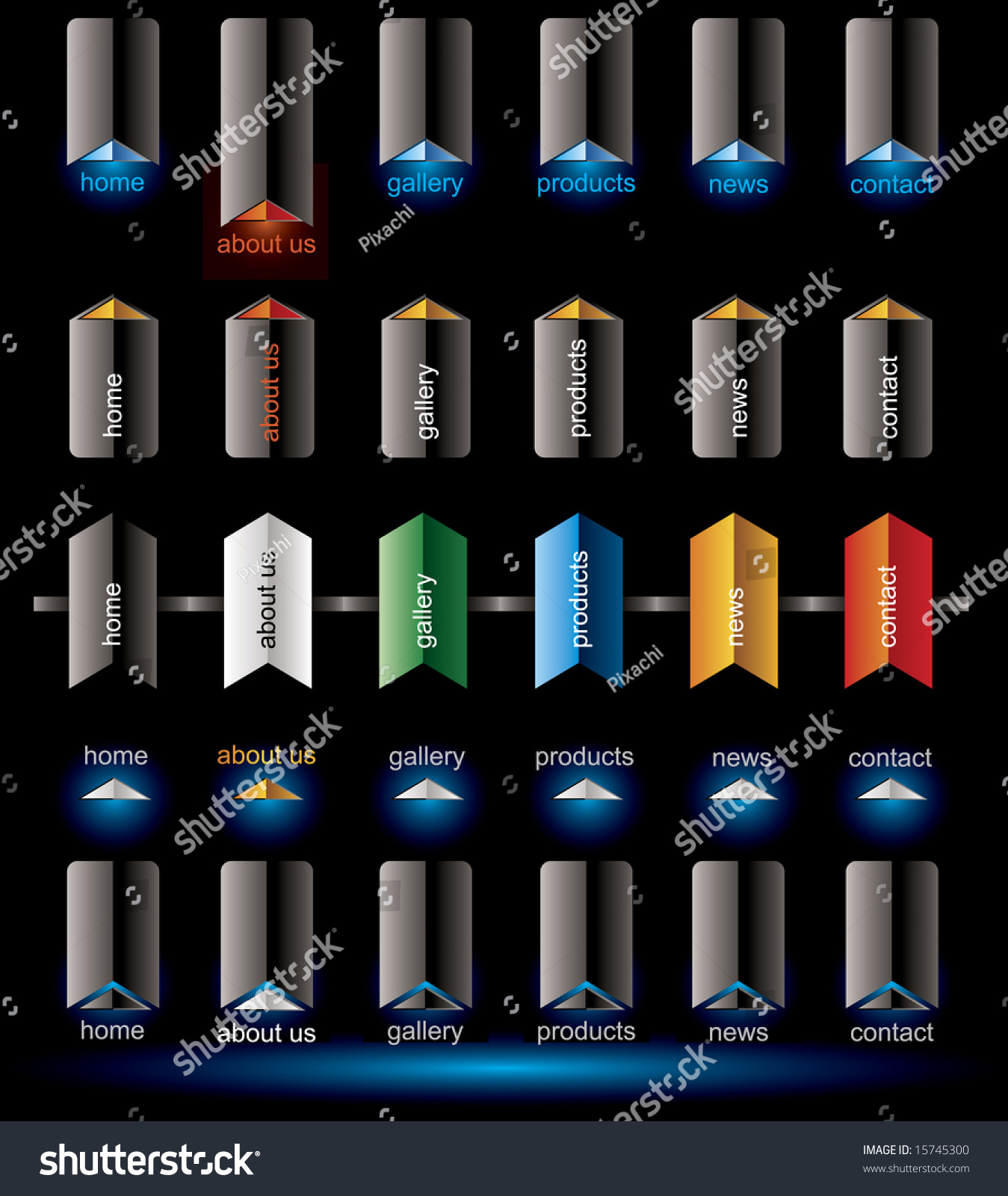 Website Black Buttons Bars Set Template Stock Vector (Royalty Free ...