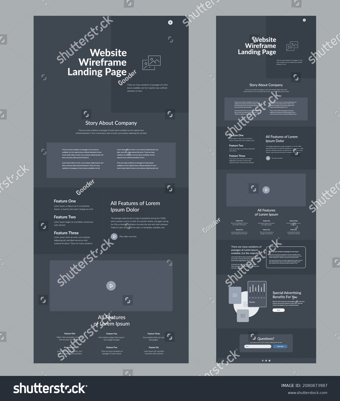 Website Dark Mode Design Template Modern Stock Vector (Royalty Free ...