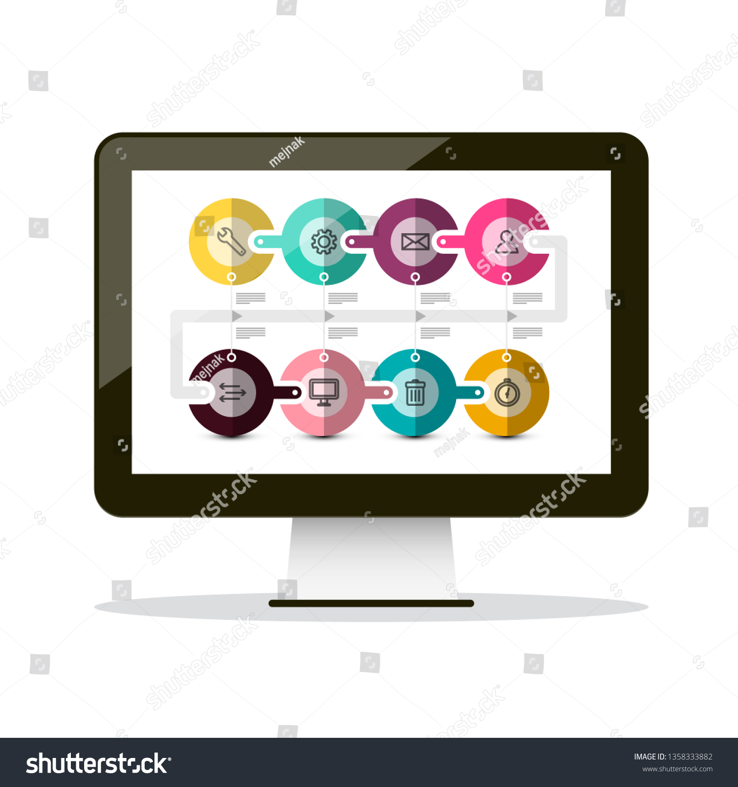 Website Infographic On Computer Screen Vector Stock Vector (Royalty ...