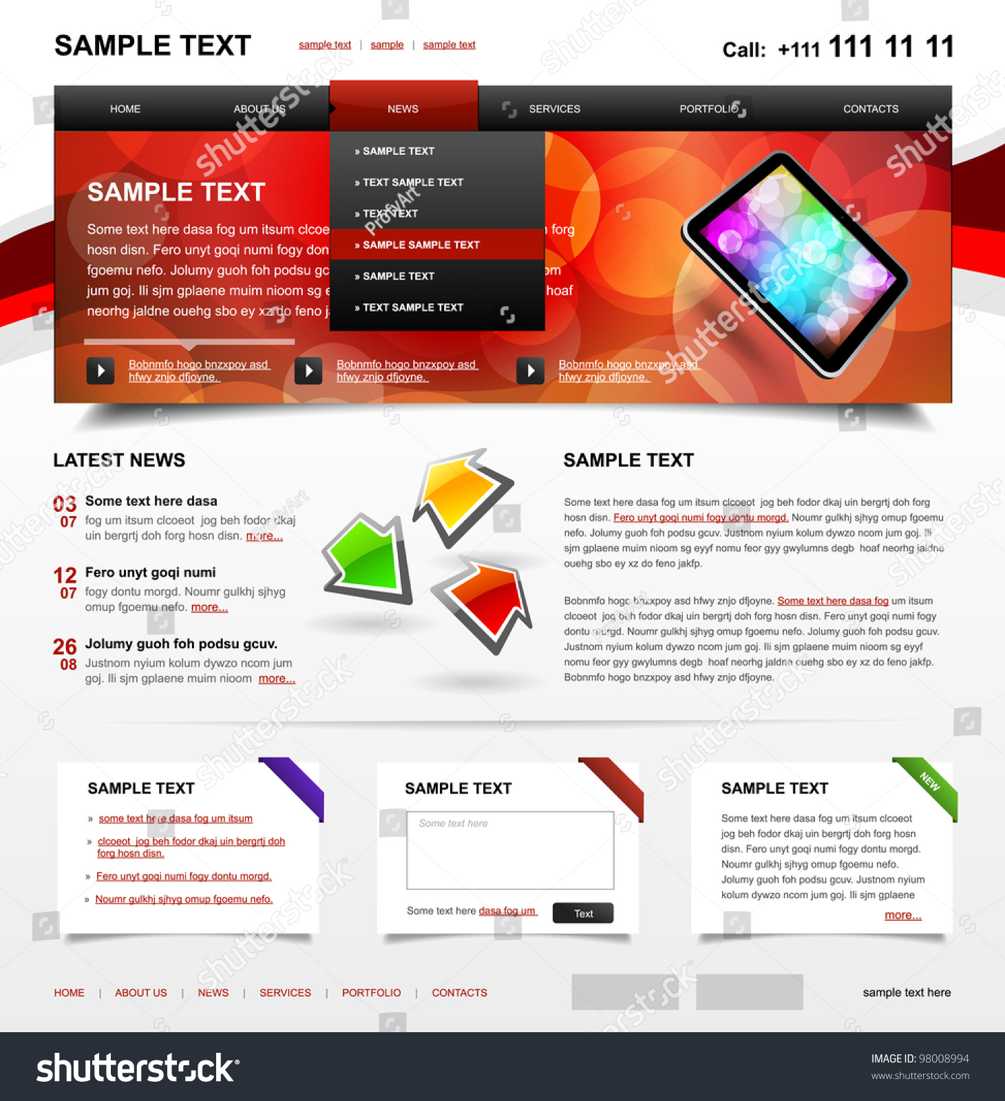 Website Template 4. Color Variant 2 Stock Vector Illustration 98008994 ...