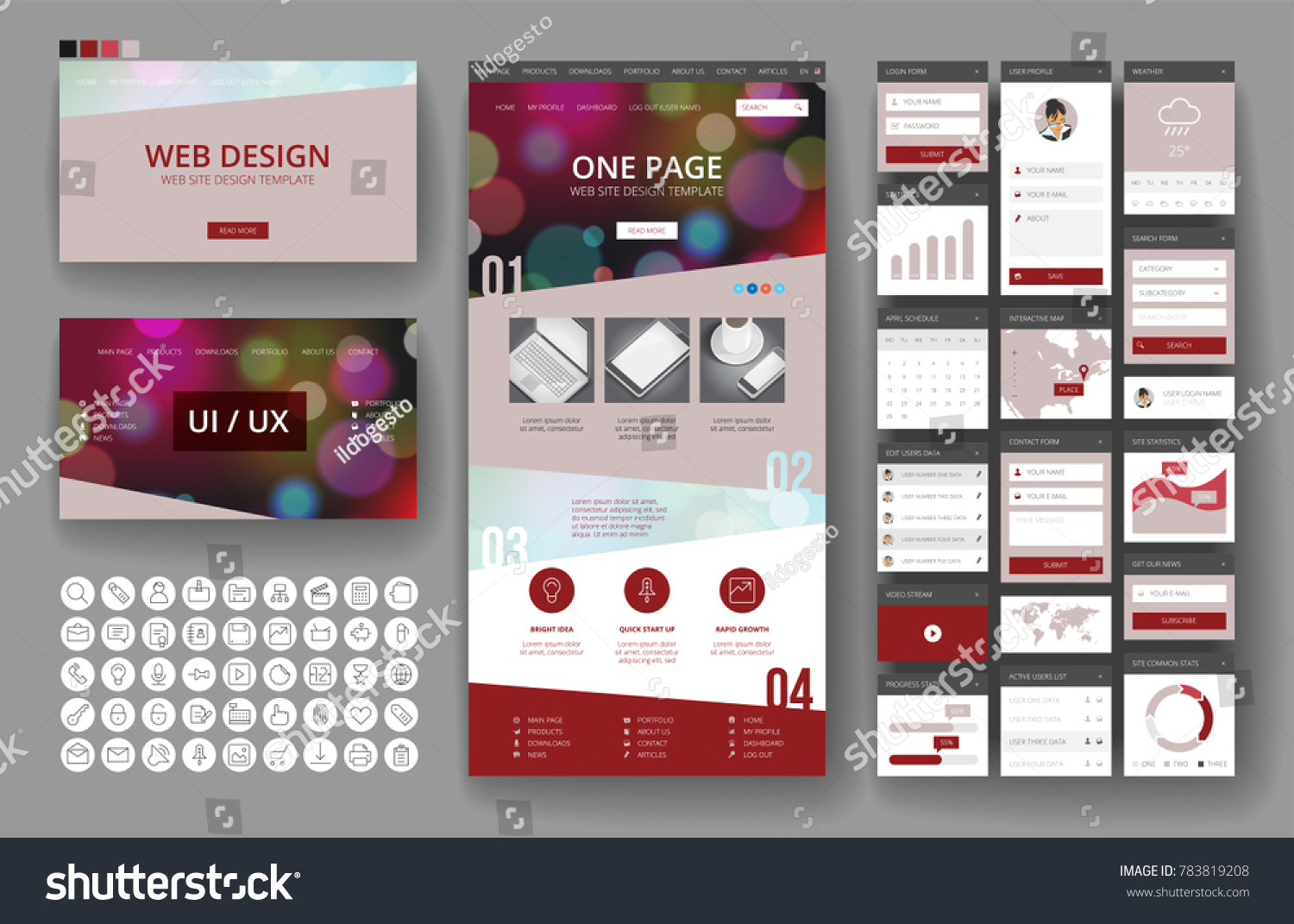 Website Template One Page Design Headers Stock Vector (Royalty Free ...