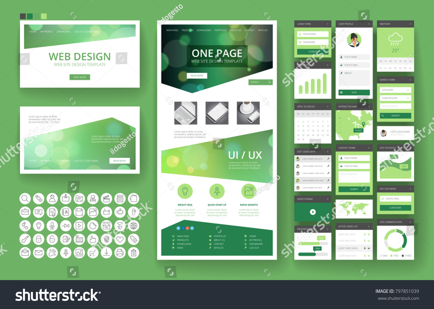Website Template One Page Design Headers: vector de stock (libre de ...