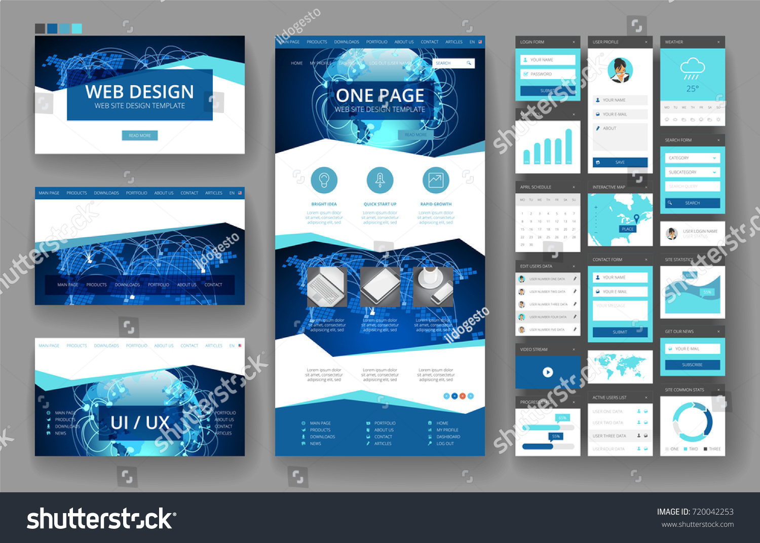 Website Template One Page Design Headers Stock Vector (Royalty Free ...