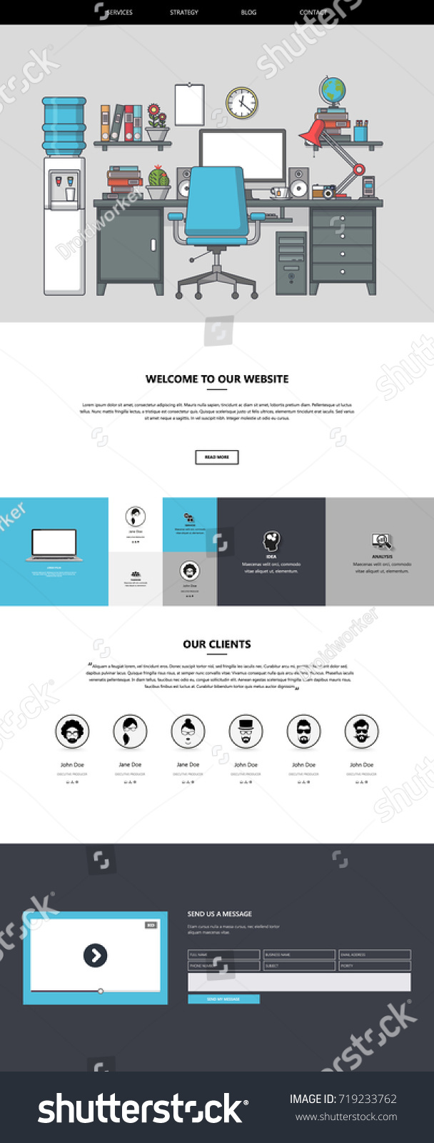 Website Template One Page Flat Design Stock Vector (Royalty Free ...