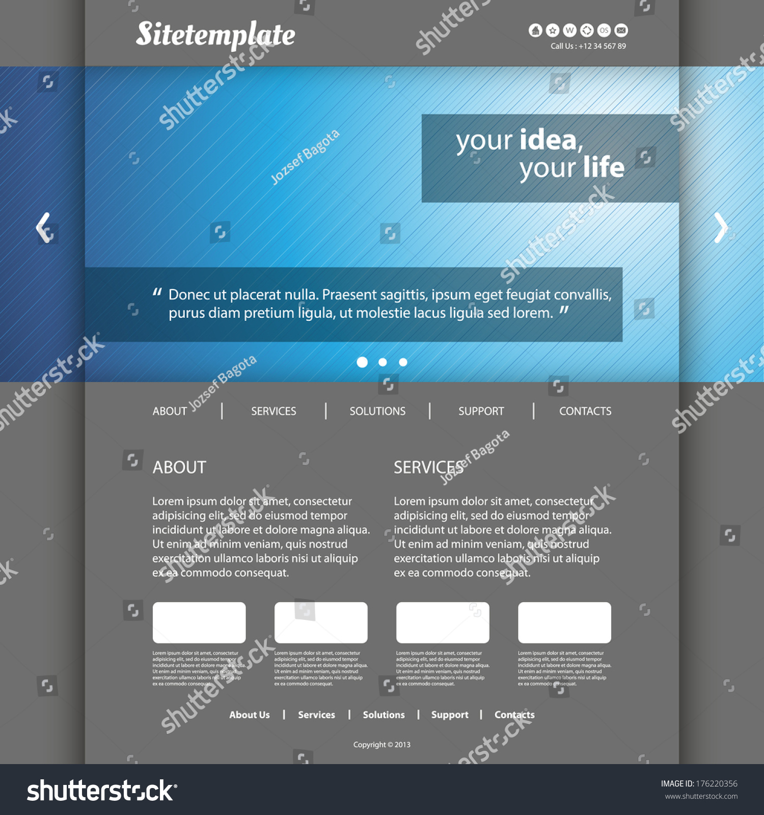 Website Template Striped Header Design Stock Vector (Royalty Free ...