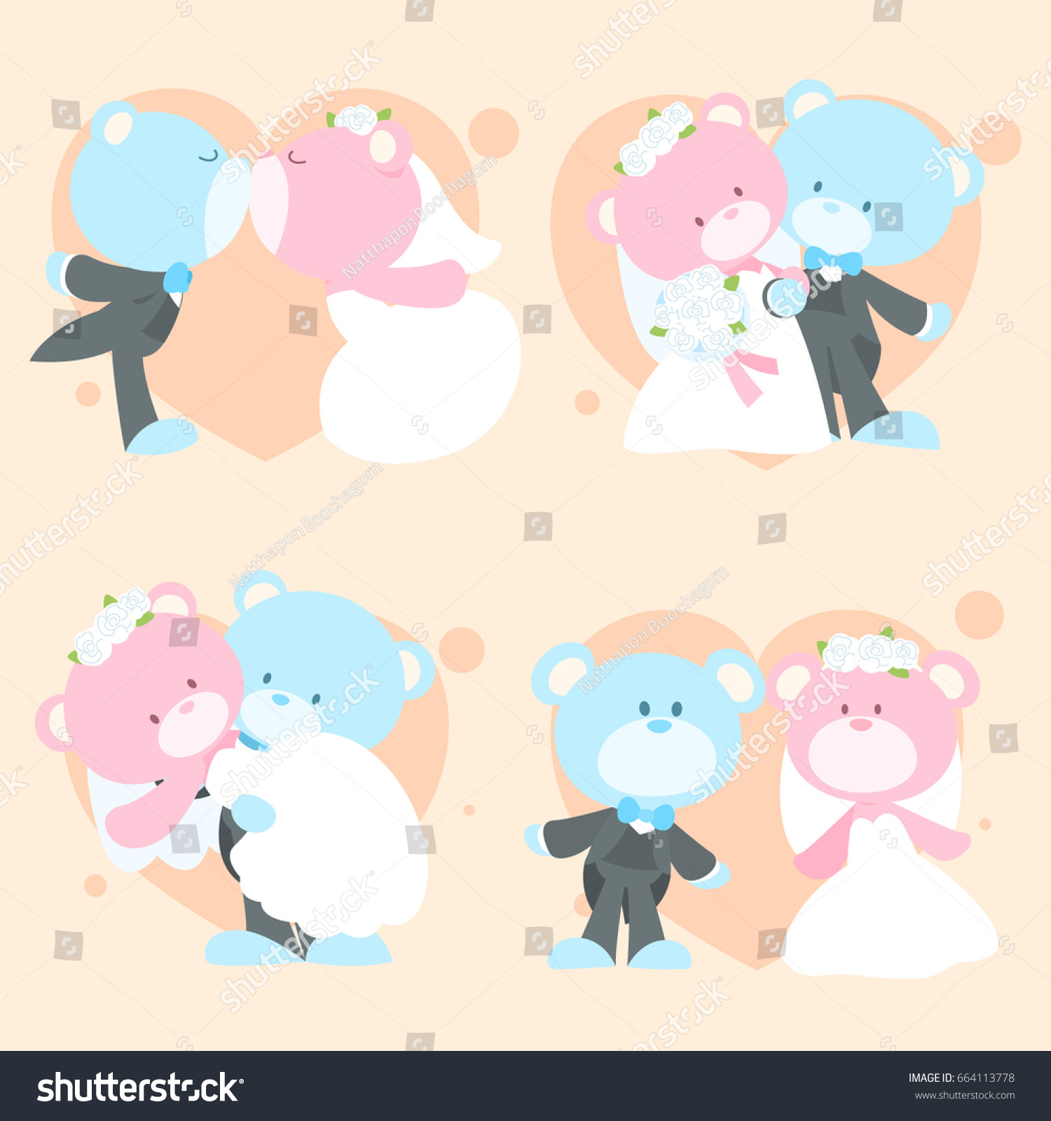 Wedding Bear Cartoon Set Stock Vector (Royalty Free) 664113778 ...