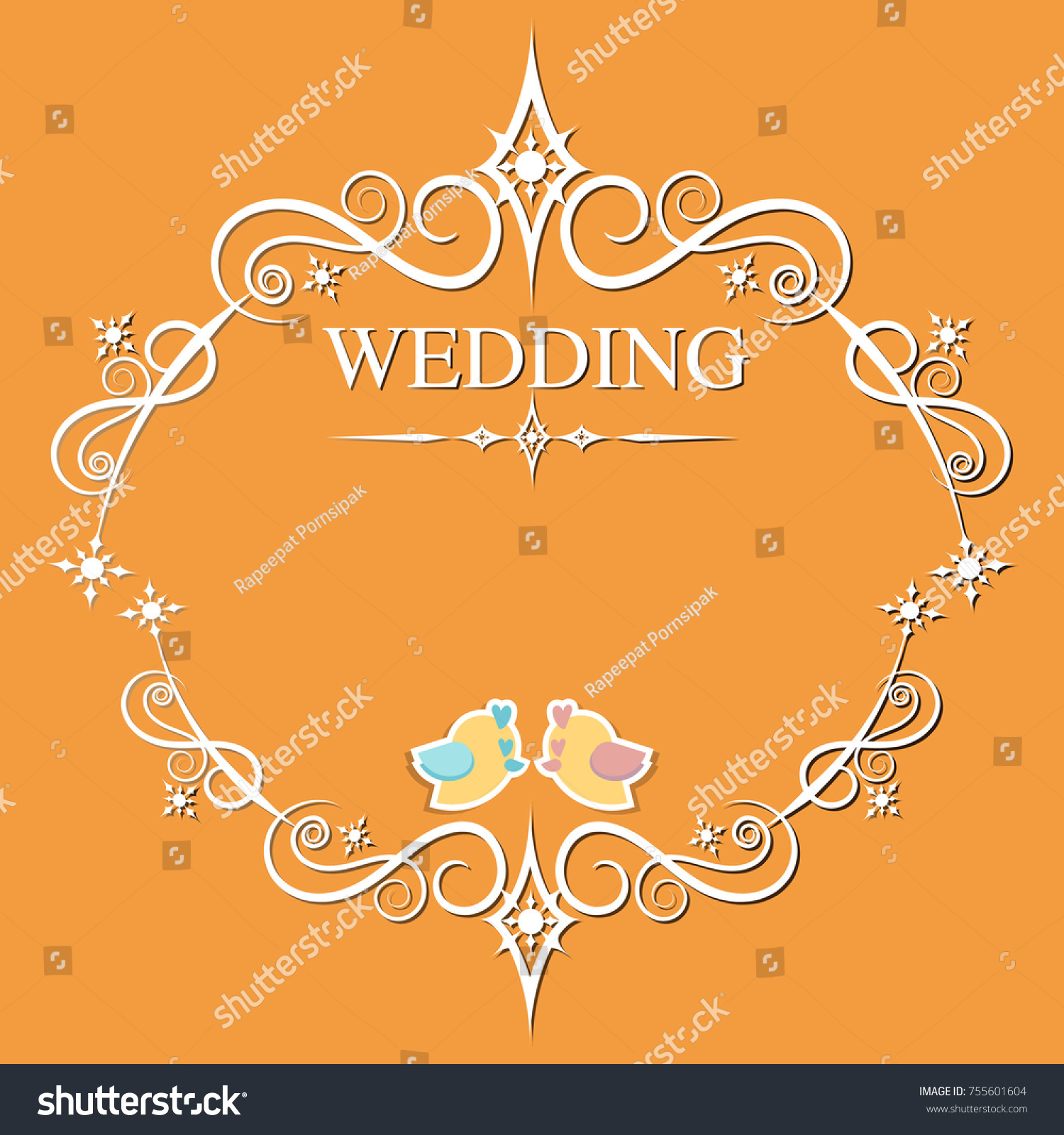 Wedding Border Card Vintage Vector Stock Vector (Royalty Free ...