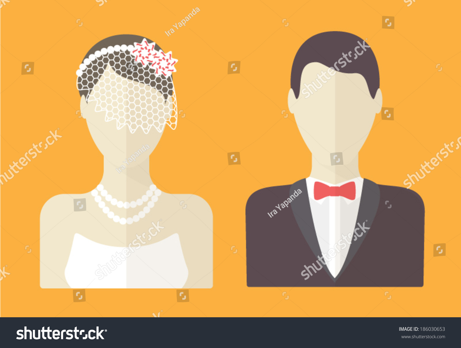 Wedding Couple Avatar Flat Design Vector Stock Vector (Royalty Free ...