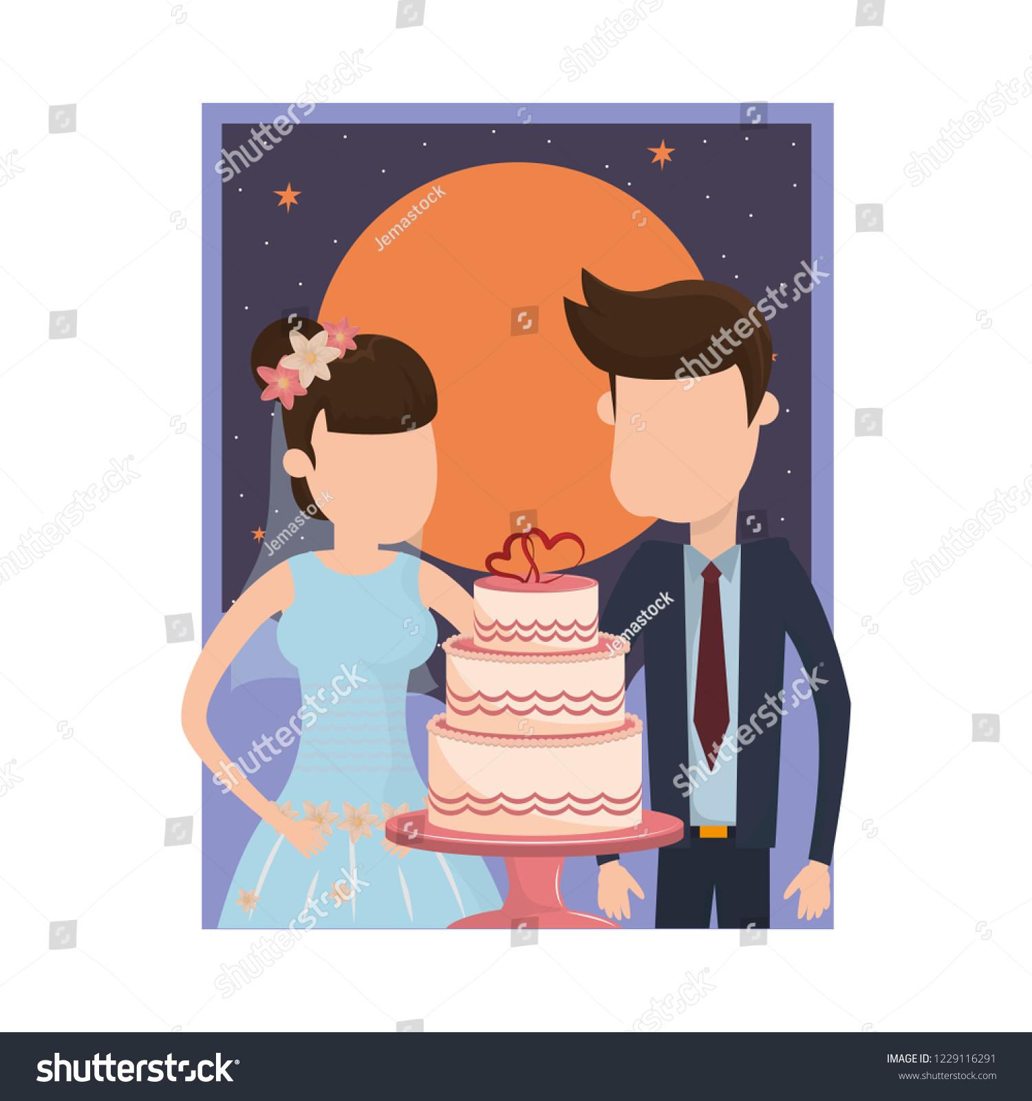 Wedding Couple Cartoon Stock Vector (Royalty Free) 1229116291 ...