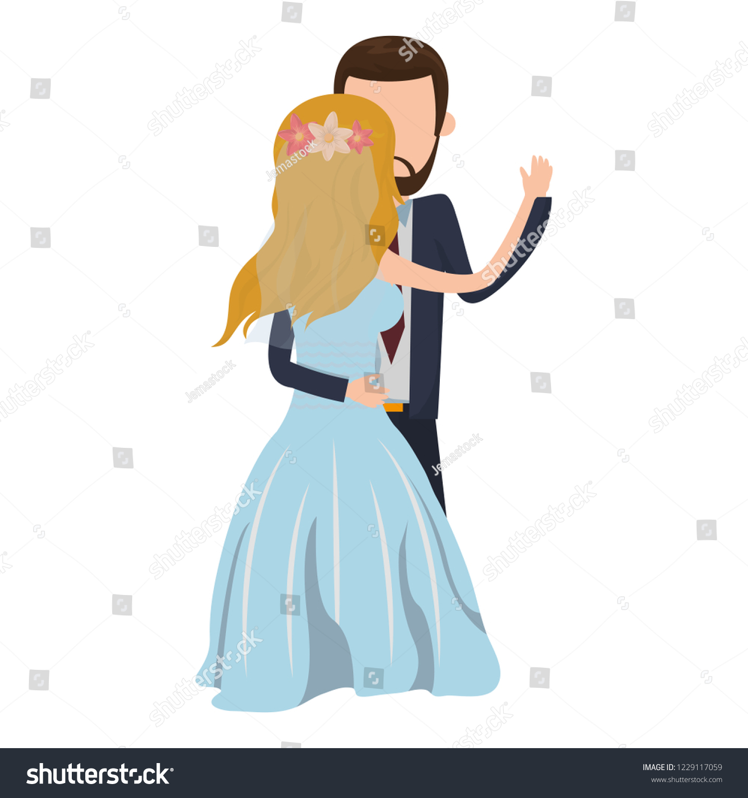 Wedding Couple Dancing Cartoon Stock Vector (Royalty Free) 1229117059