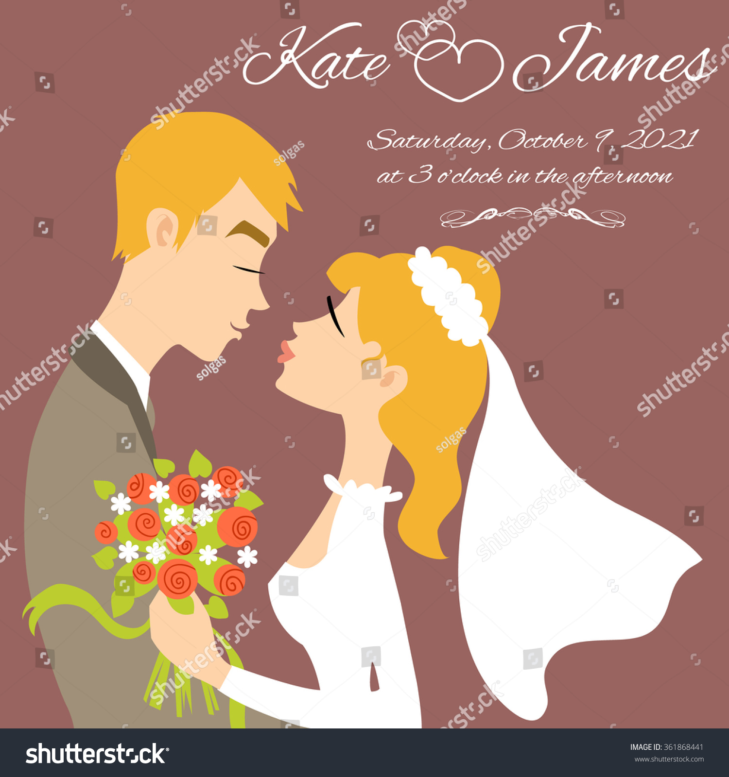 Wedding Couple Invitation Card Vector Image Stock Vector (Royalty Free ...
