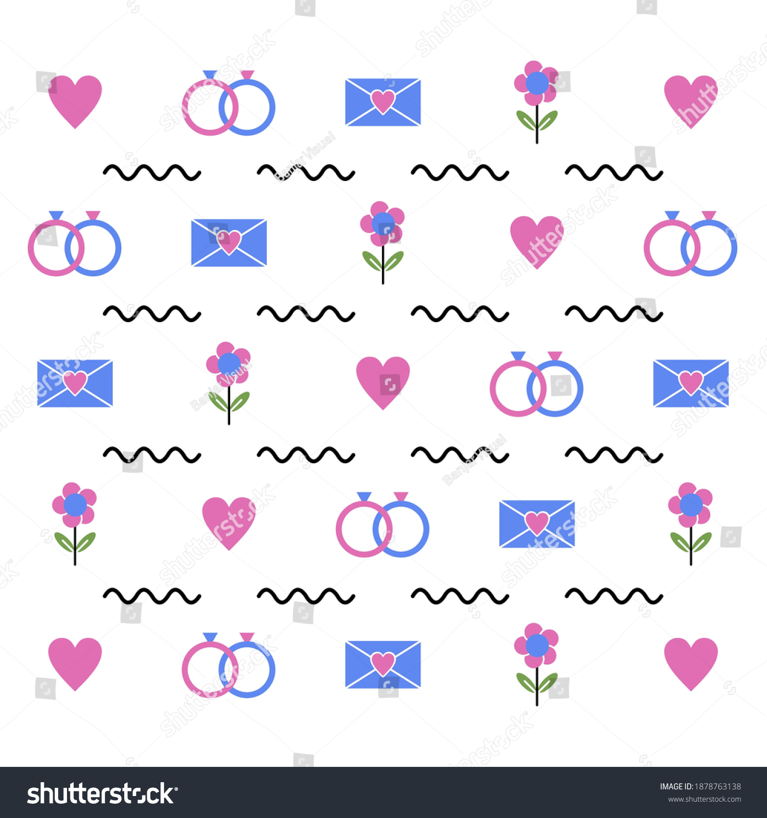 Wedding Day Pattern Design Easy Edit Stock Vector (Royalty Free ...