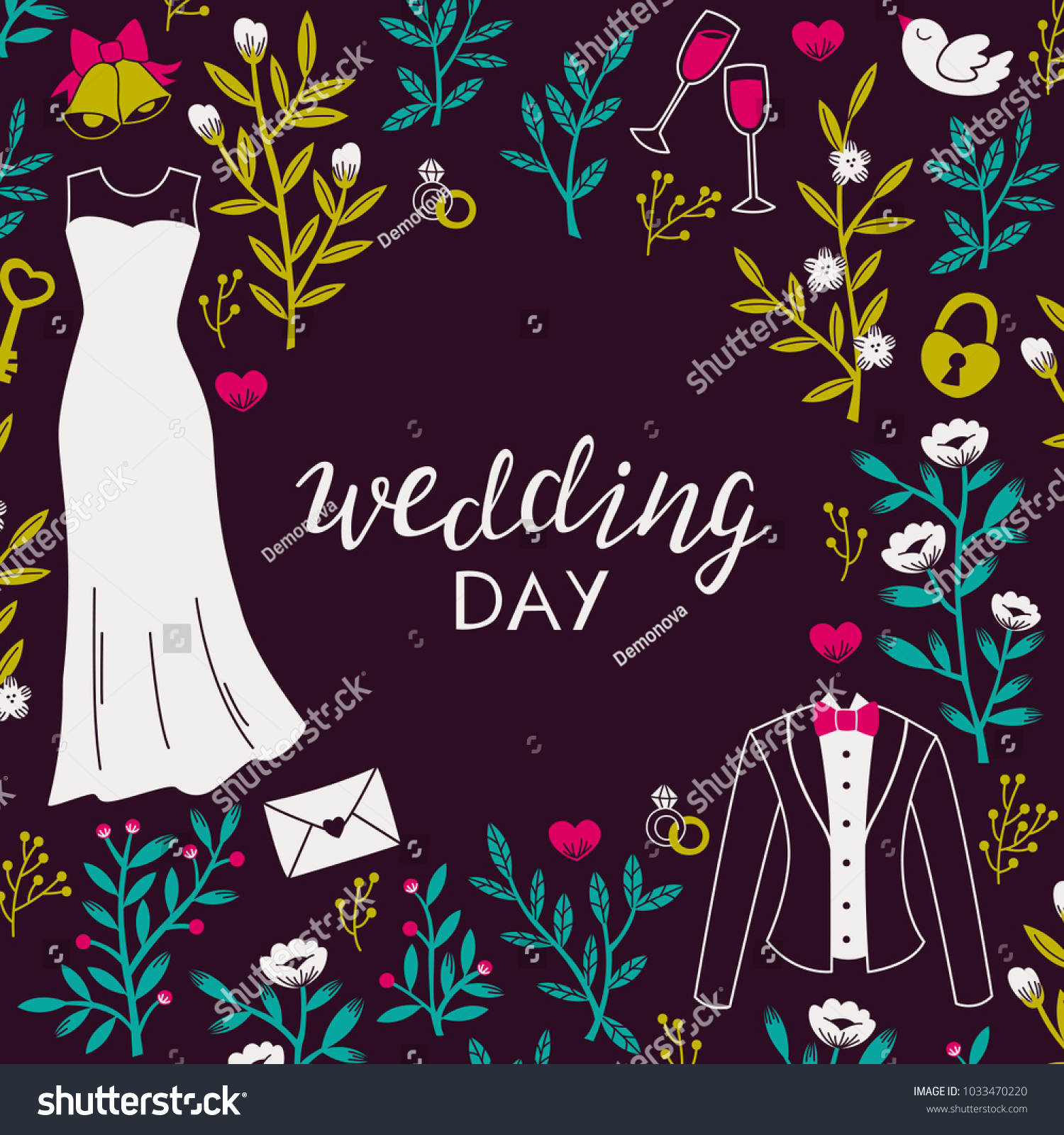 Wedding Day Vector Hand Lettering Wedding Stock Vector (Royalty Free ...