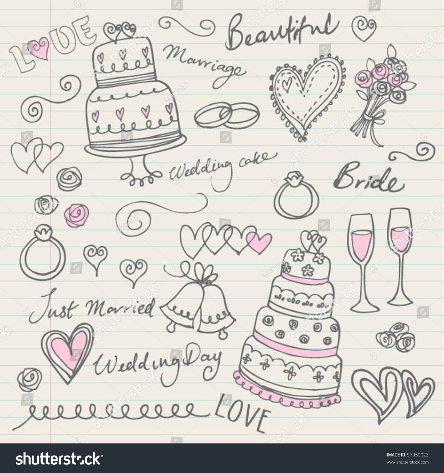 Wedding Doodle Sketchy Vector Illustration - 97959023 : Shutterstock