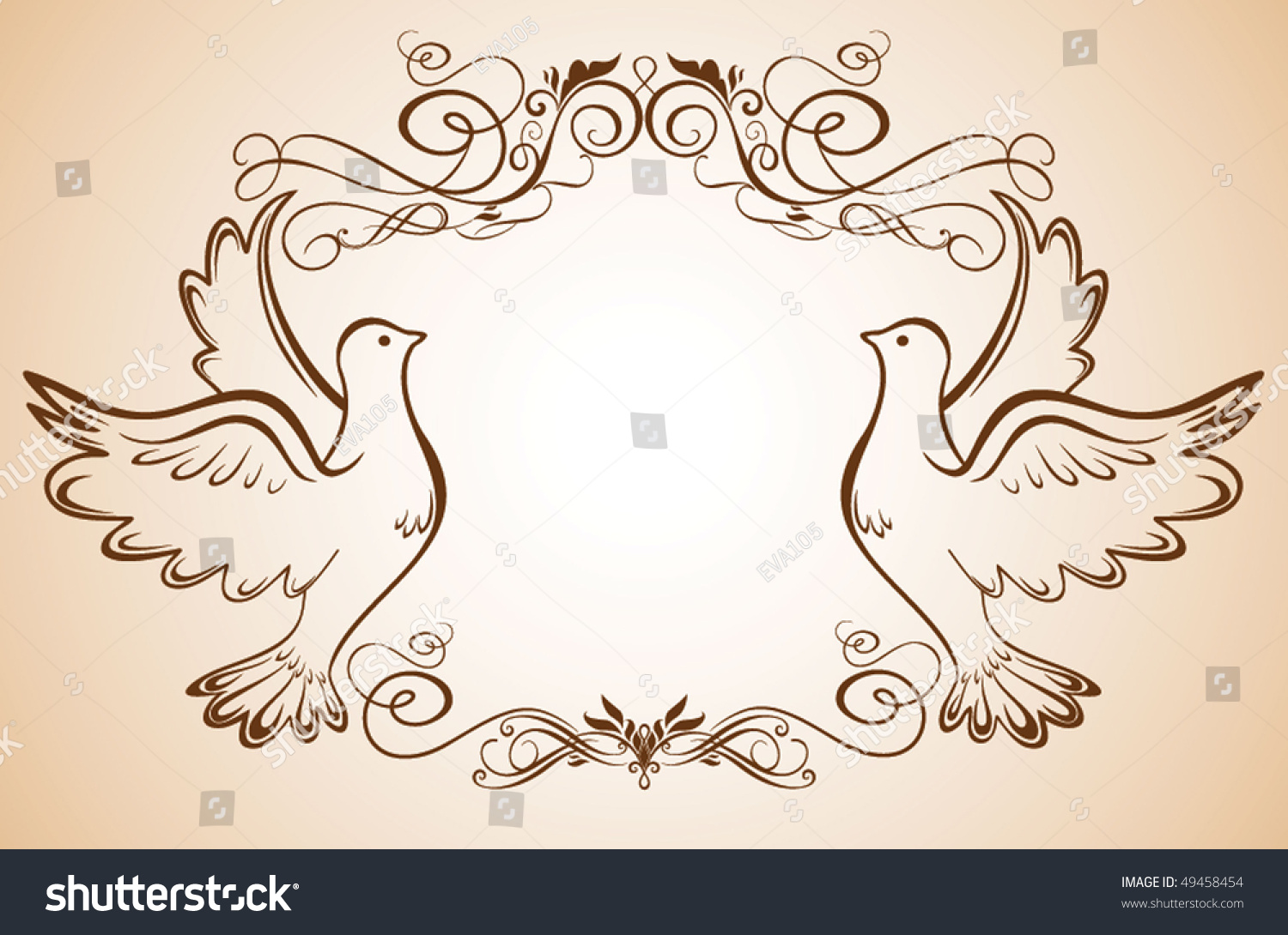 Wedding Frame Doves Stock Vector (Royalty Free) 49458454