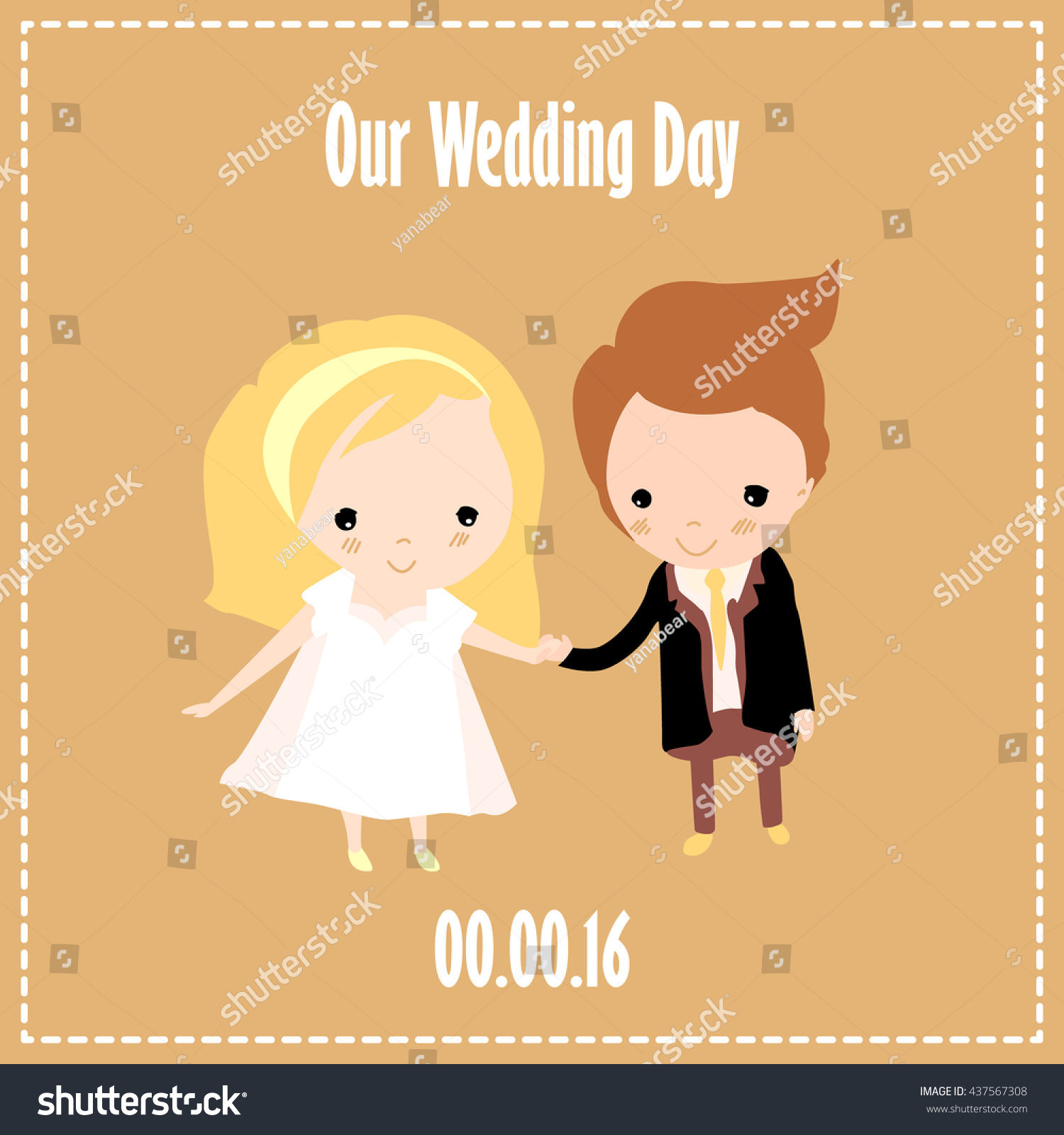 Wedding Invitation Card Cartoon Characters Vector Stock Vector (Royalty ...
