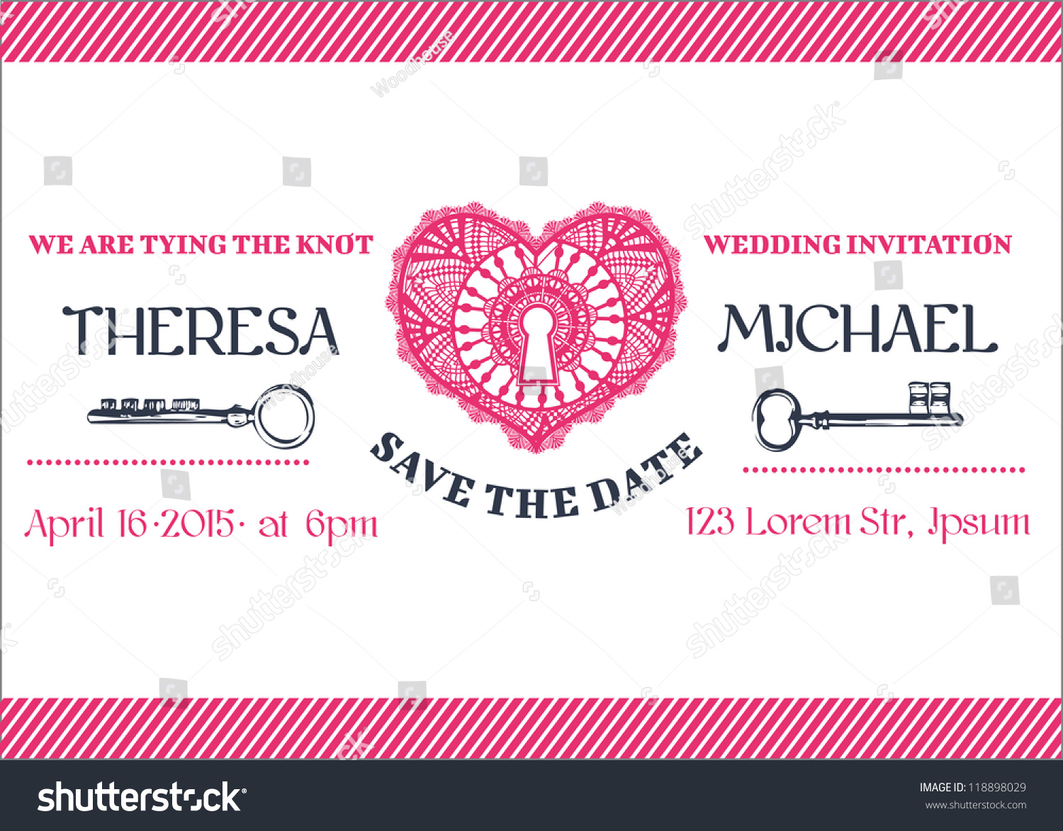 Wedding Invitation Card Key Theme Vector: เวกเตอร์สต็อก (ปลอดค่า ...