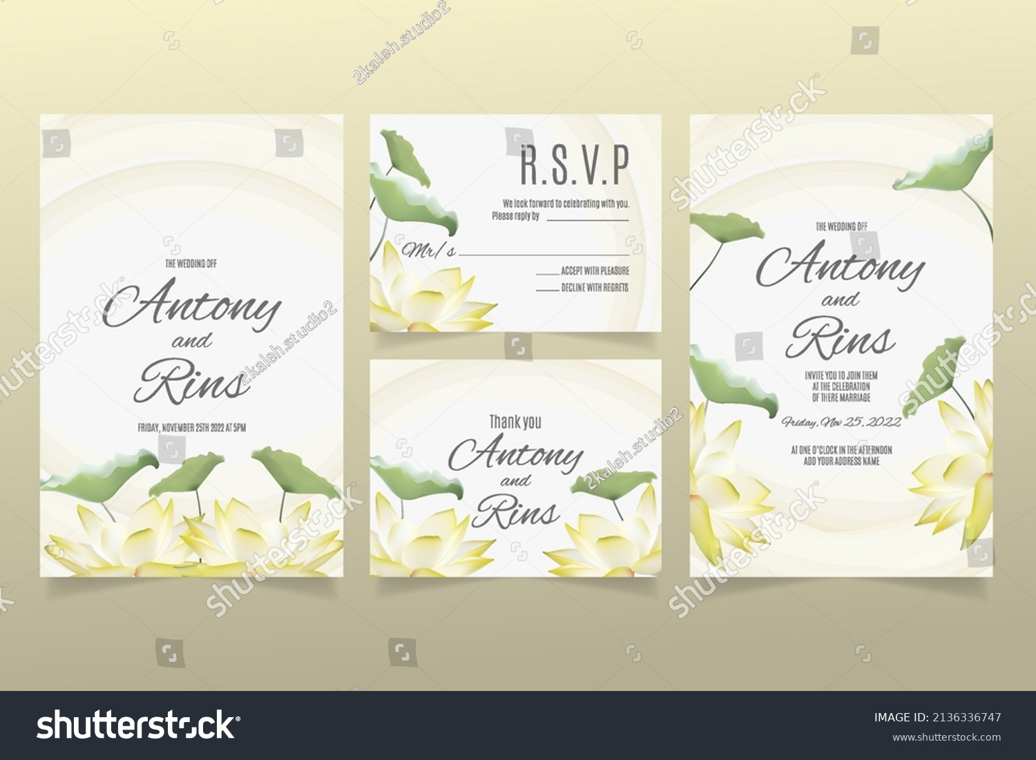 Wedding Invitation Template Lotus Stock Vector (Royalty Free ...