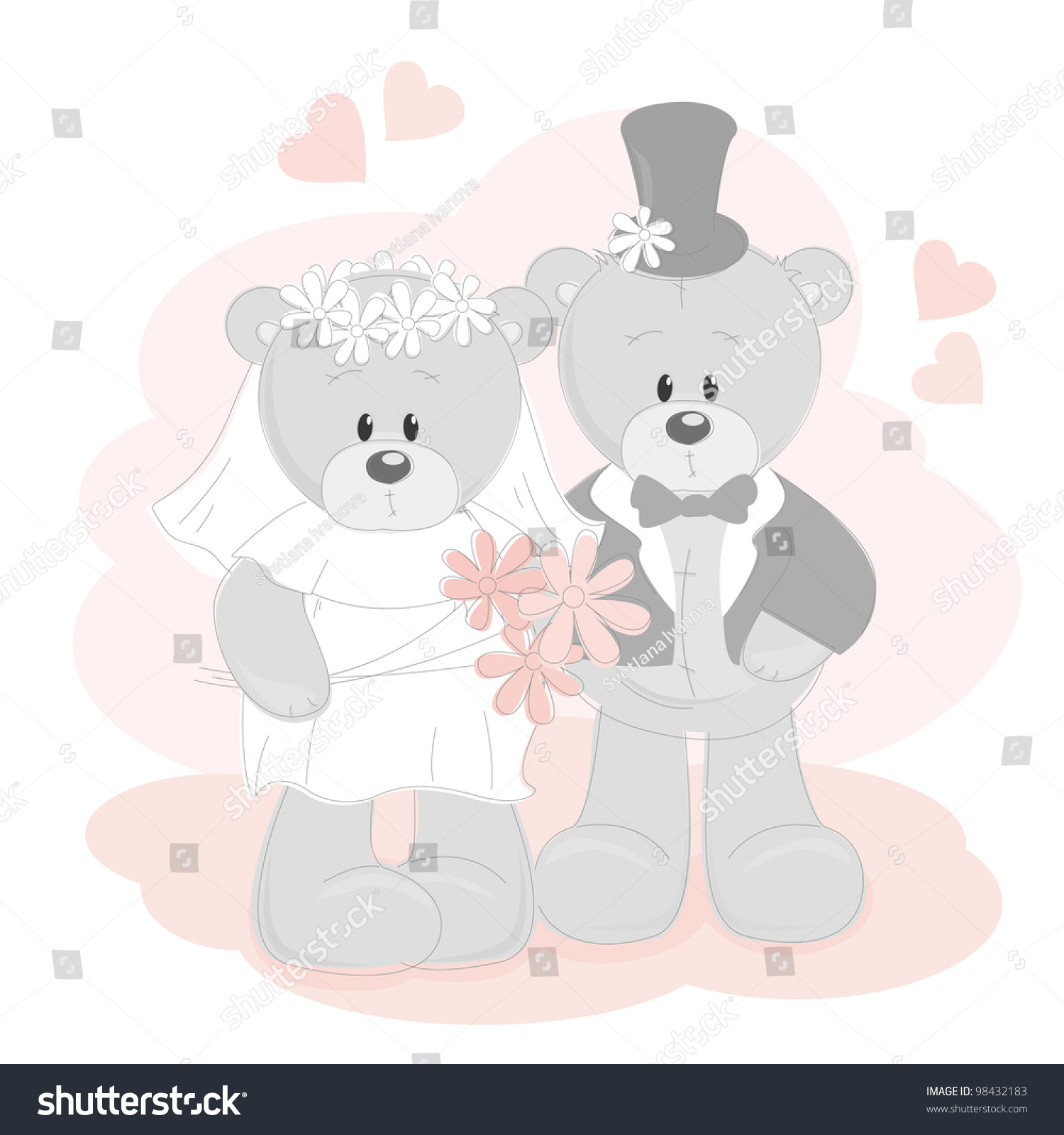 Wedding Invitation Cute Teddy Bears Stock Vector (Royalty Free ...