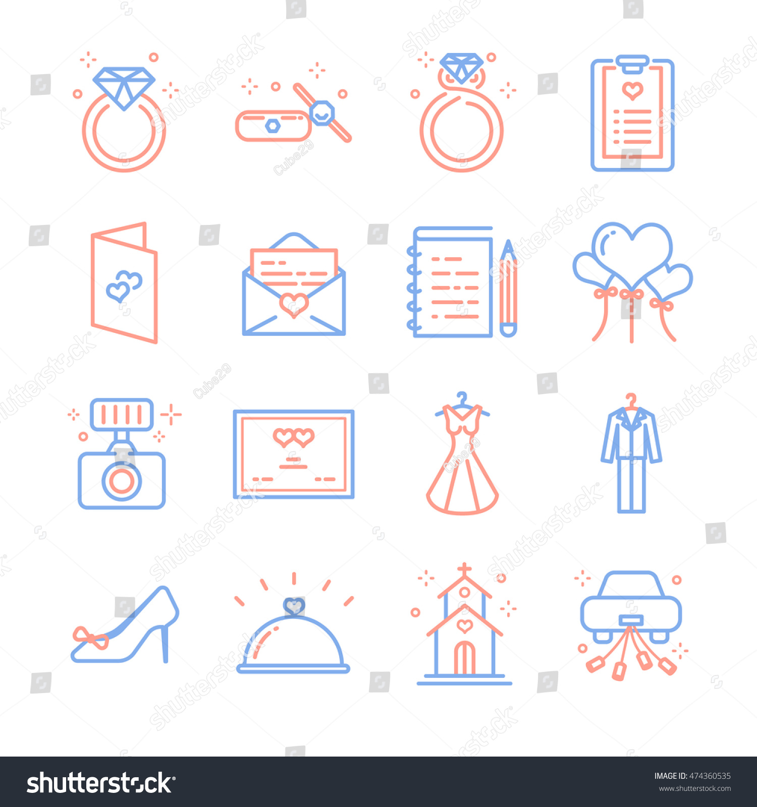 Wedding Line Icons Set 1 Lager-vektor 474360535 - Shutterstock