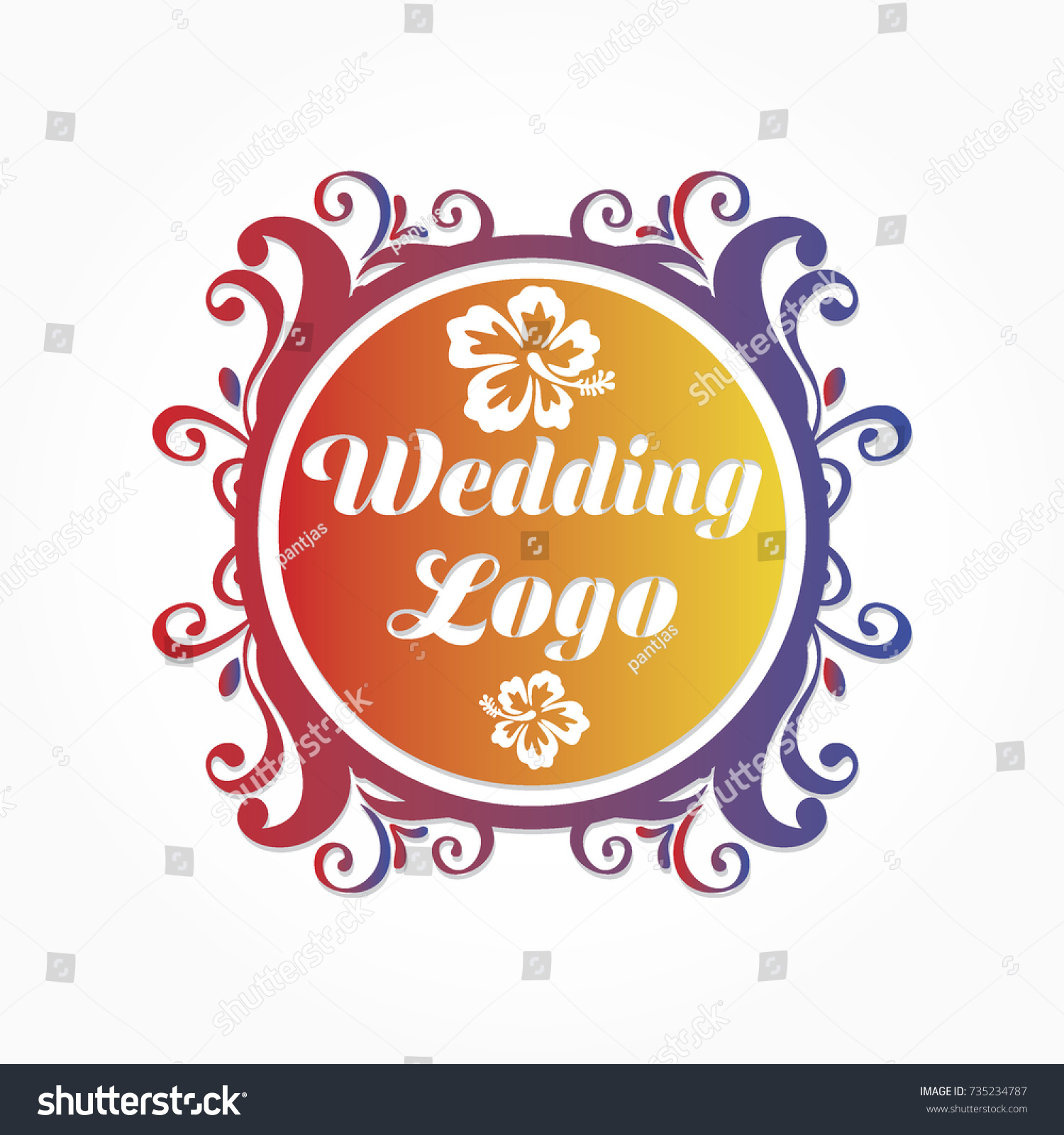 Wedding Logo Vector Curly Circle Frame: เวกเตอร์สต็อก (ปลอดค่าลิขสิทธิ์ ...