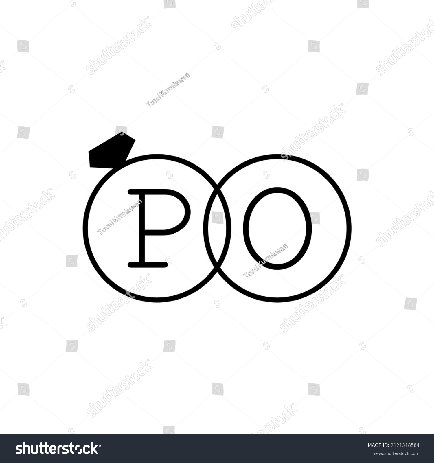 Wedding Ring Initial Po Simple Logo Stock Vector (Royalty Free ...