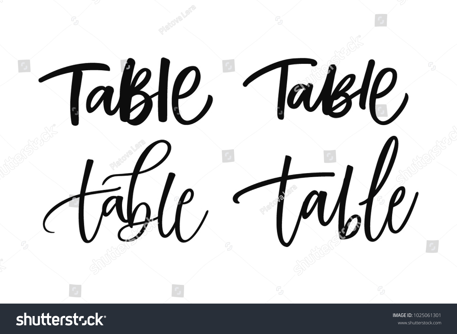 Wedding Table Hand Lettering Table Writing Stock Vector (Royalty Free ...