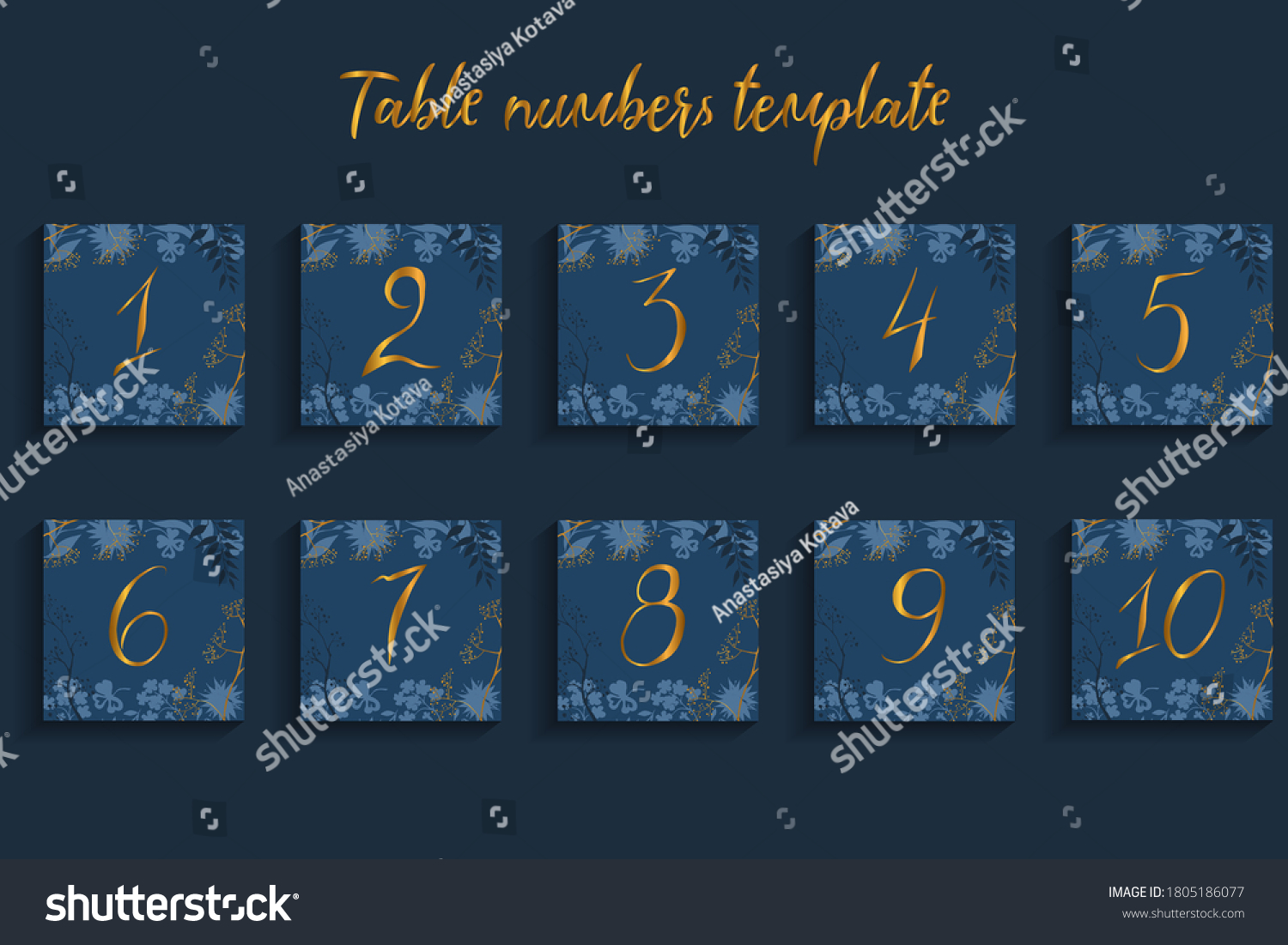 Wedding Table Numbers Template Vector Illustration Stock Vector ...