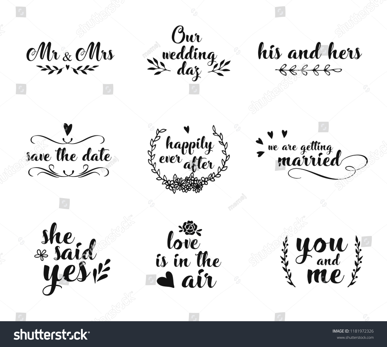 Wedding Text Typography Vector Illustration Stock Vector (Royalty Free ...