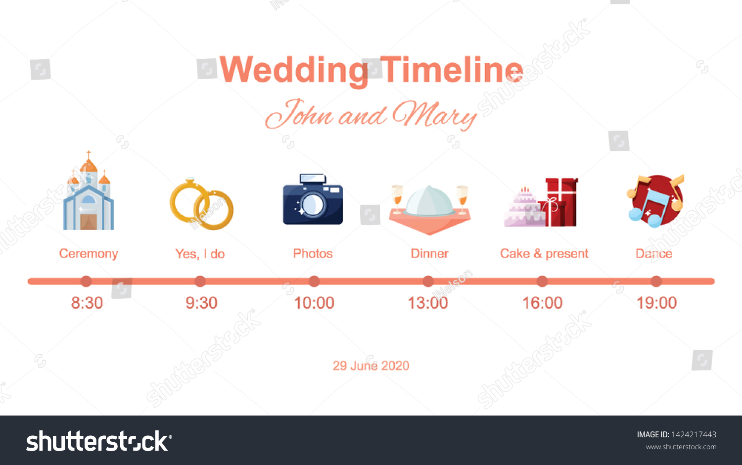 Wedding Timeline On White Background Menu Stock Vector (Royalty Free ...