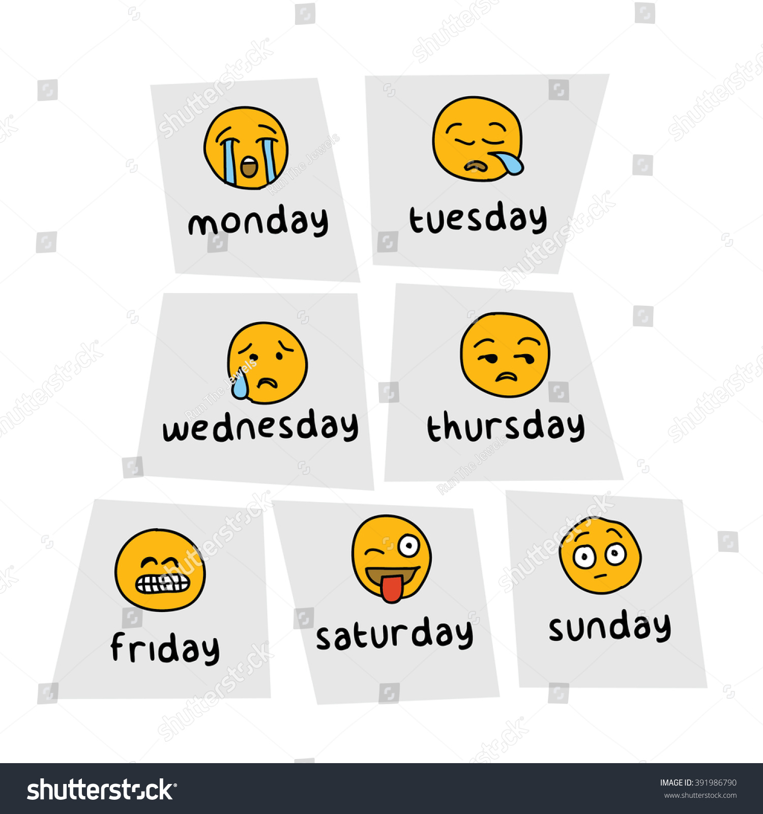 Week Emotions Design Concept Stock Vector (Royalty Free) 391986790 ...