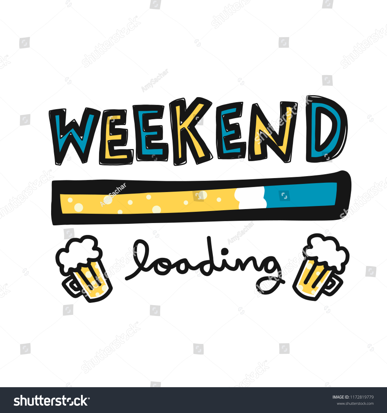 Weekend Loading Beer Cartoon Vector Illustration Stock Vector (Royalty ...