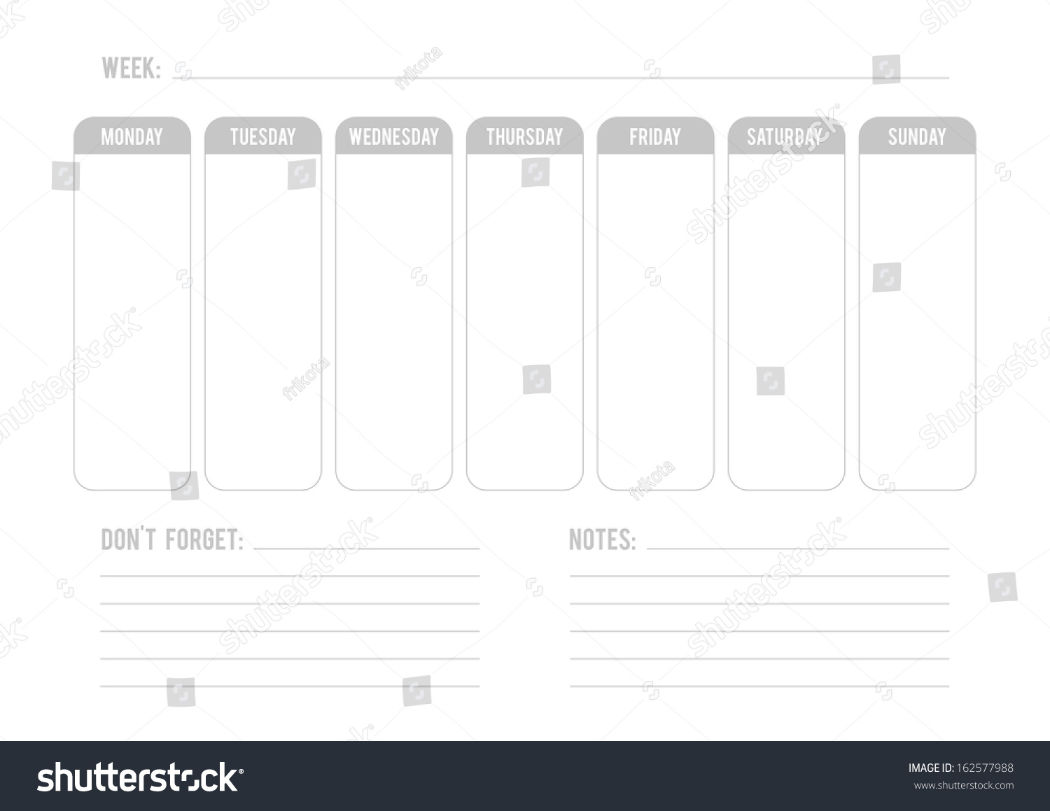 Weekly Planner Stock Vector (Royalty Free) 162577988 | Shutterstock