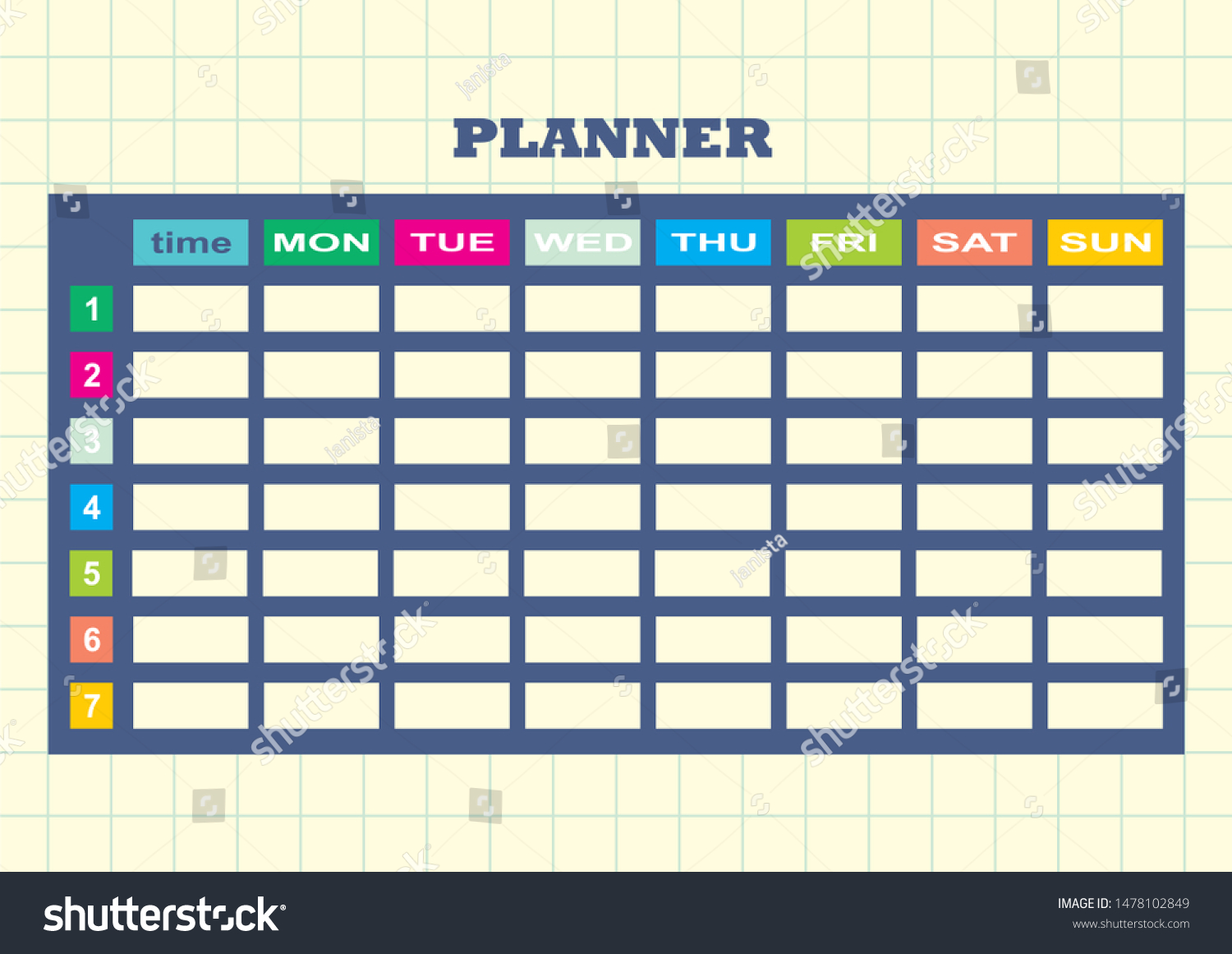 Weekly Planner Days Time Vector Icon Stock Vector (Royalty Free ...
