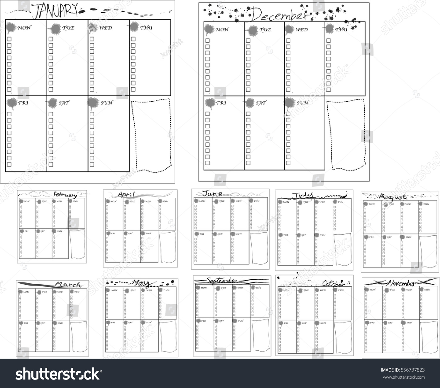 Weekly Planner Schedule List Month Title Stock Vector (Royalty Free ...