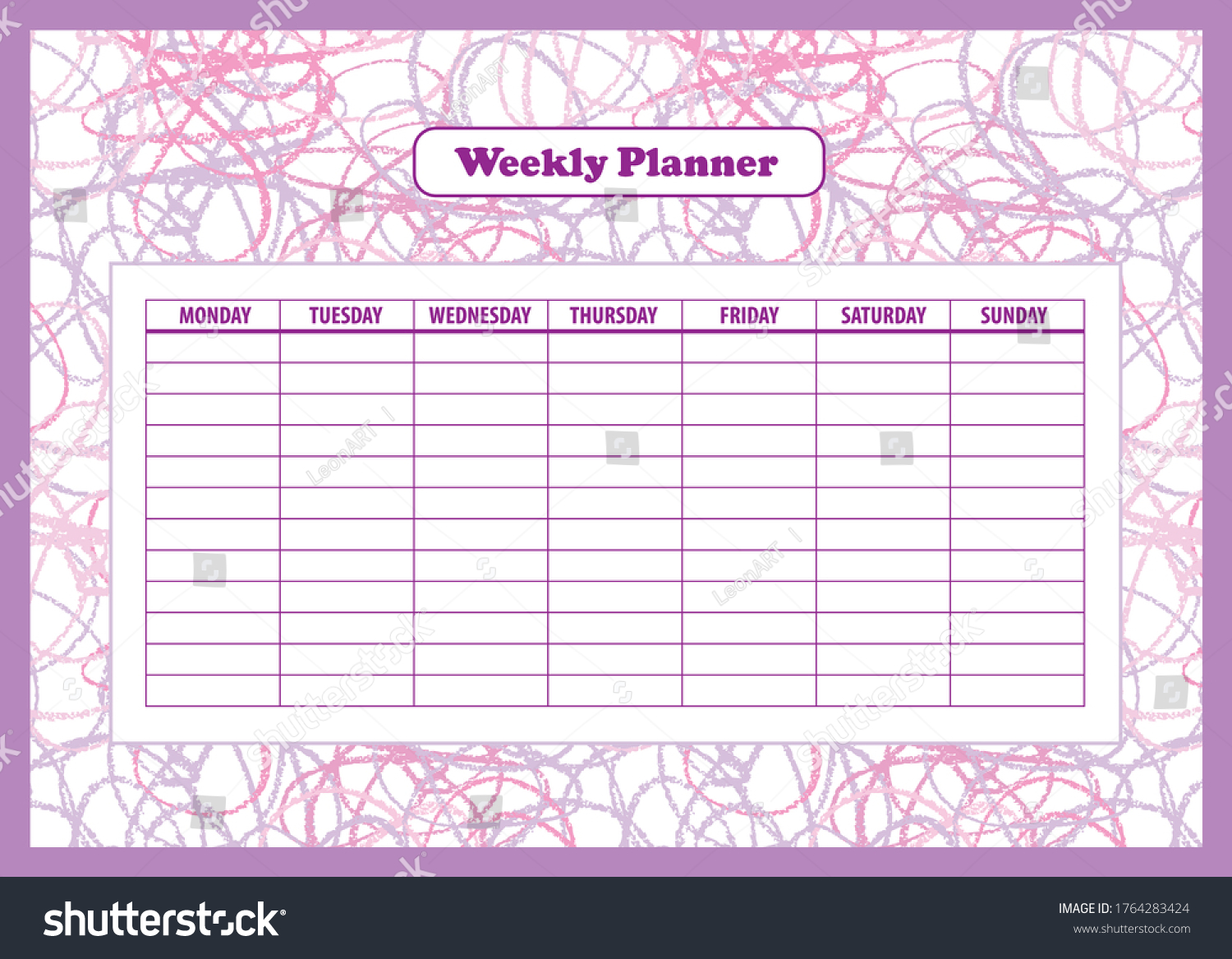 Weekly Planner Template Background Organiser Printable Stock Vector ...