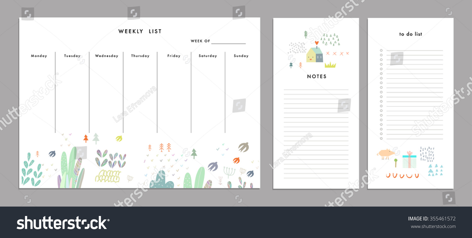 Weekly Planner Template Organizer Schedule Notes Stock Vector (Royalty ...